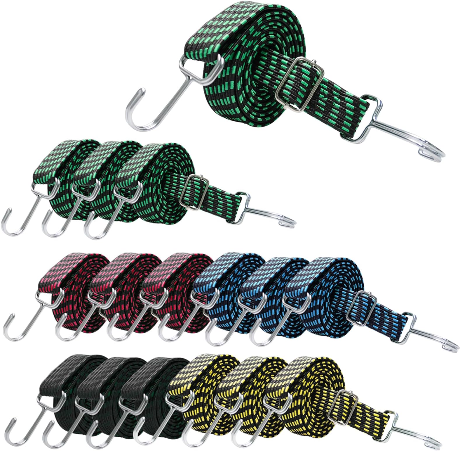 Wesnoy 10 Pcs 80 Inch Adjustable Bungee Cords with Hooks Heavy Duty ...