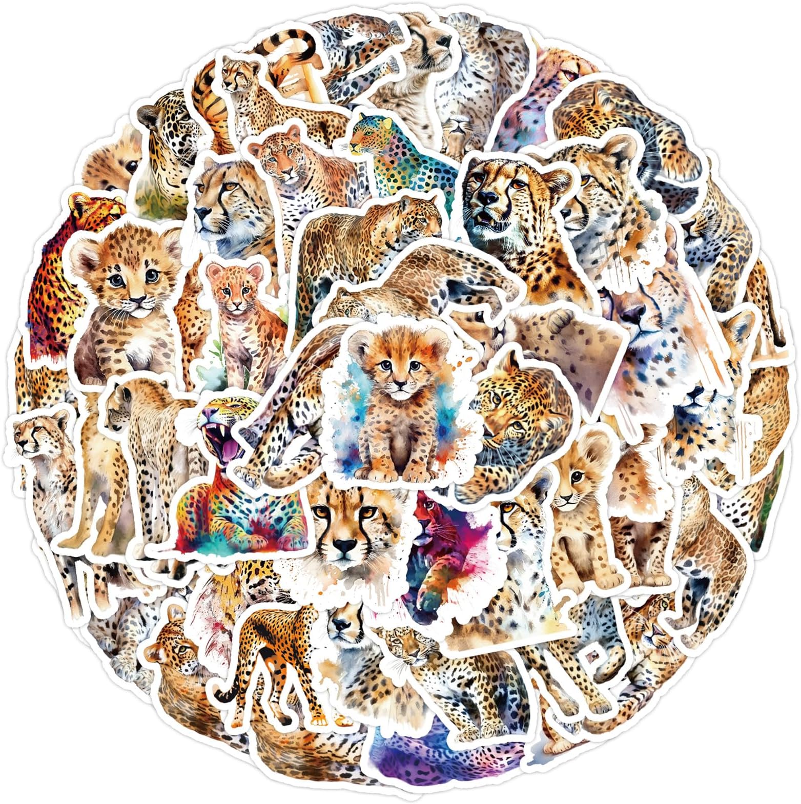 Amazon.com: 50 Pcs Cheetah Stickers Pack for Kids Teens Adults, African ...