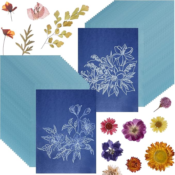 Amazon.com: Yexiya 50 Sheet Sunprint Paper Kit White Cyanotype Paper ...