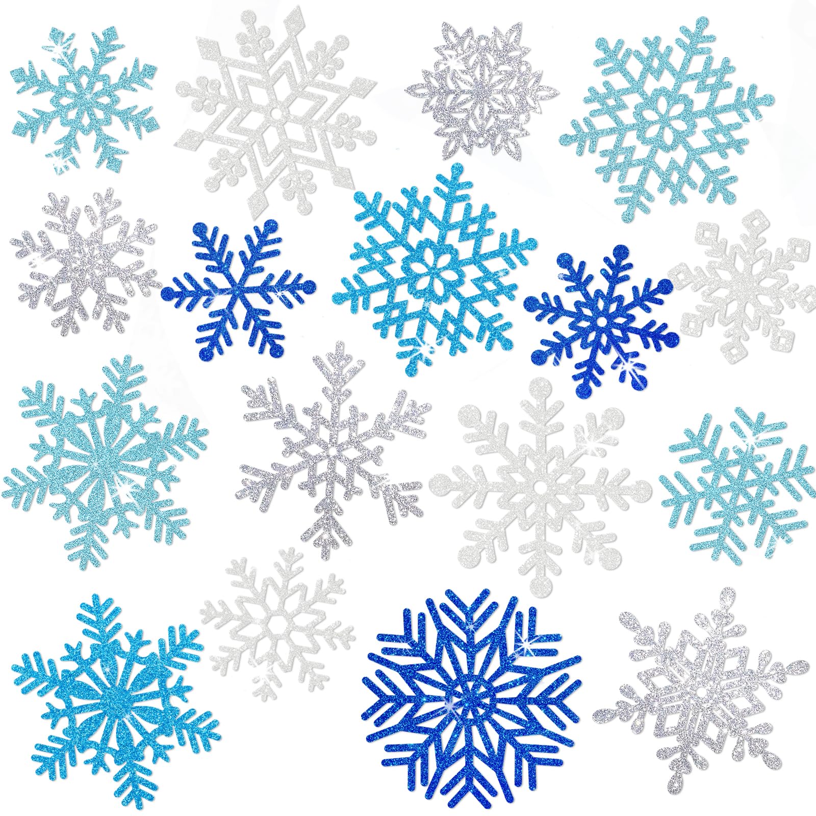Amazon.com: Winter Snowflake Cutouts Glitter Paper Snowflake ...