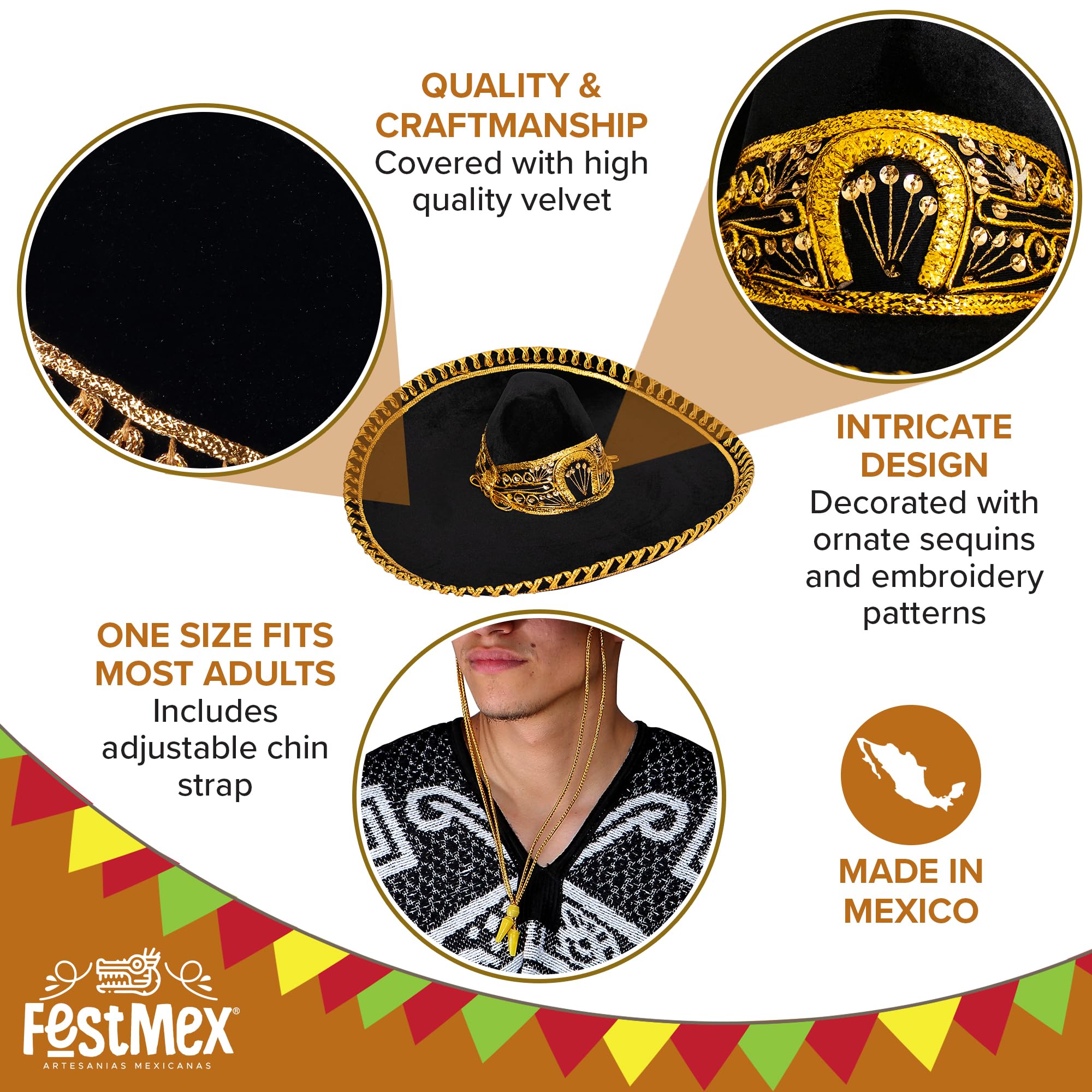 Snapklik.com : FESTMEX Mexican Sombrero Hats Charro Sombrero Mexicano ...