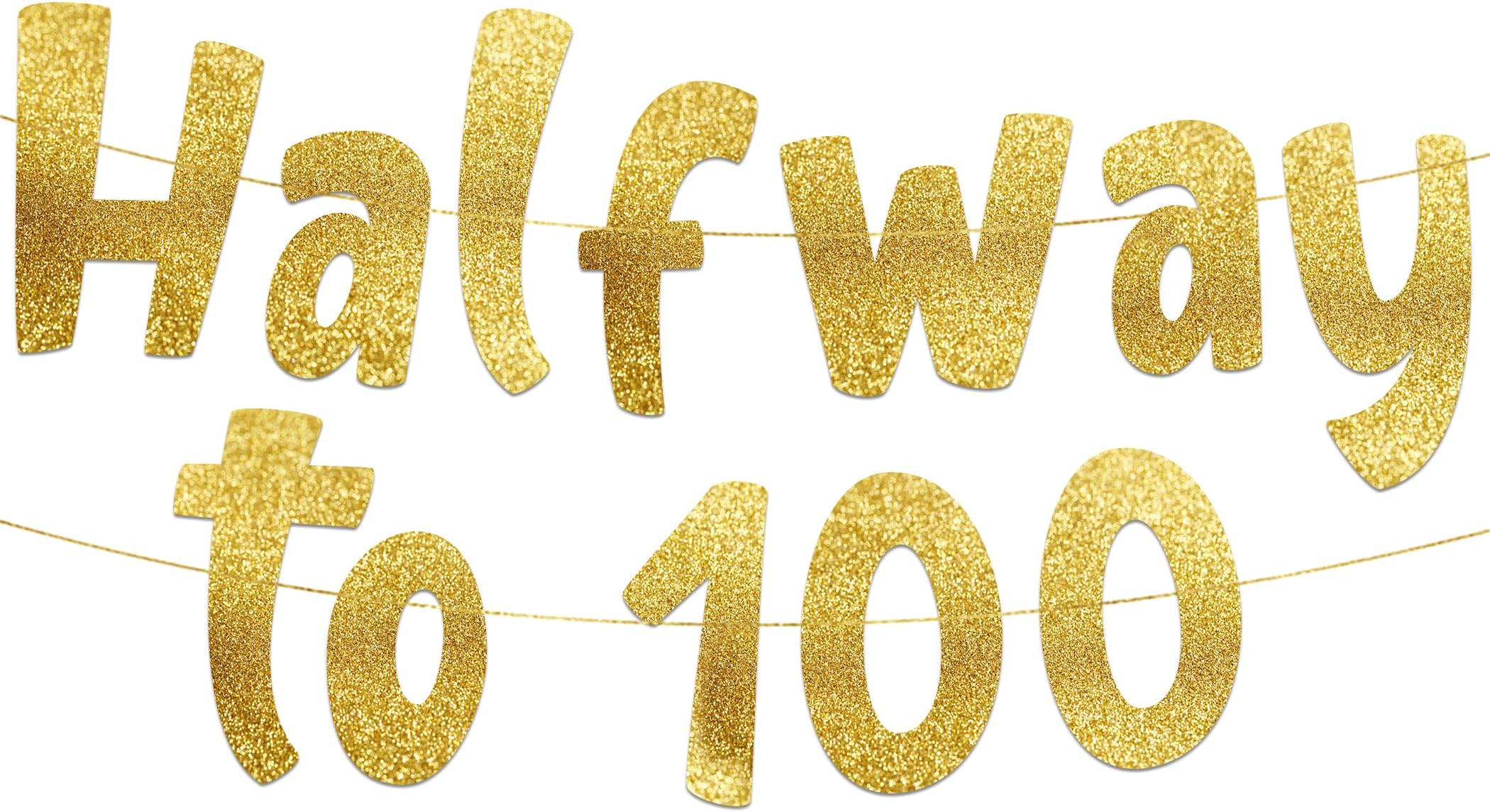 Amazon.com: Halfway To 70 Gold Glitter Banner - Happy 35th Birthday ...