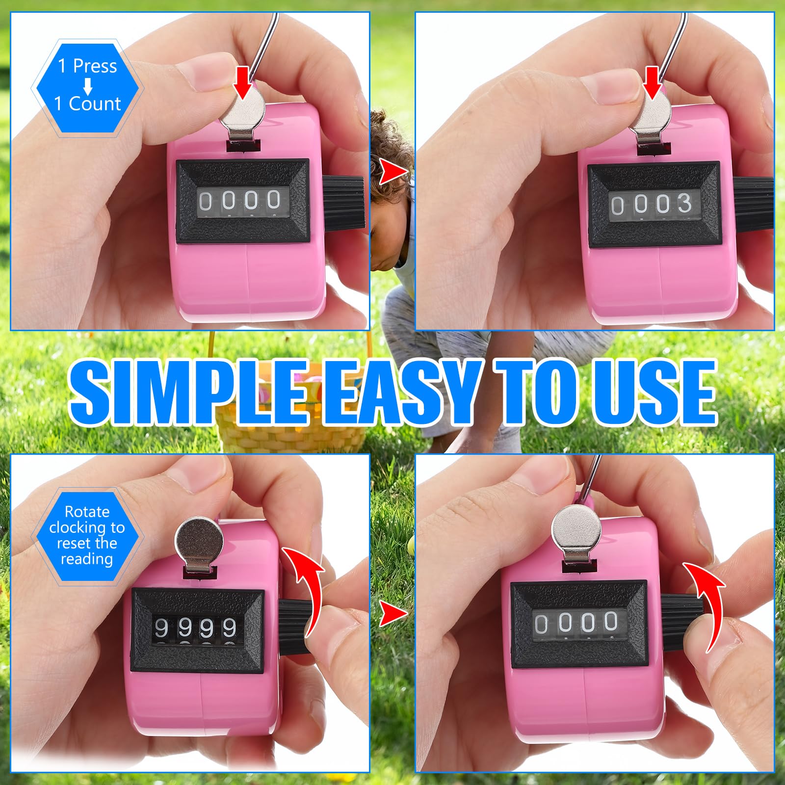 Snapklik.com : TOODOO 6 Pack Hand Tally Counter 4 Digit Mechanical Palm ...