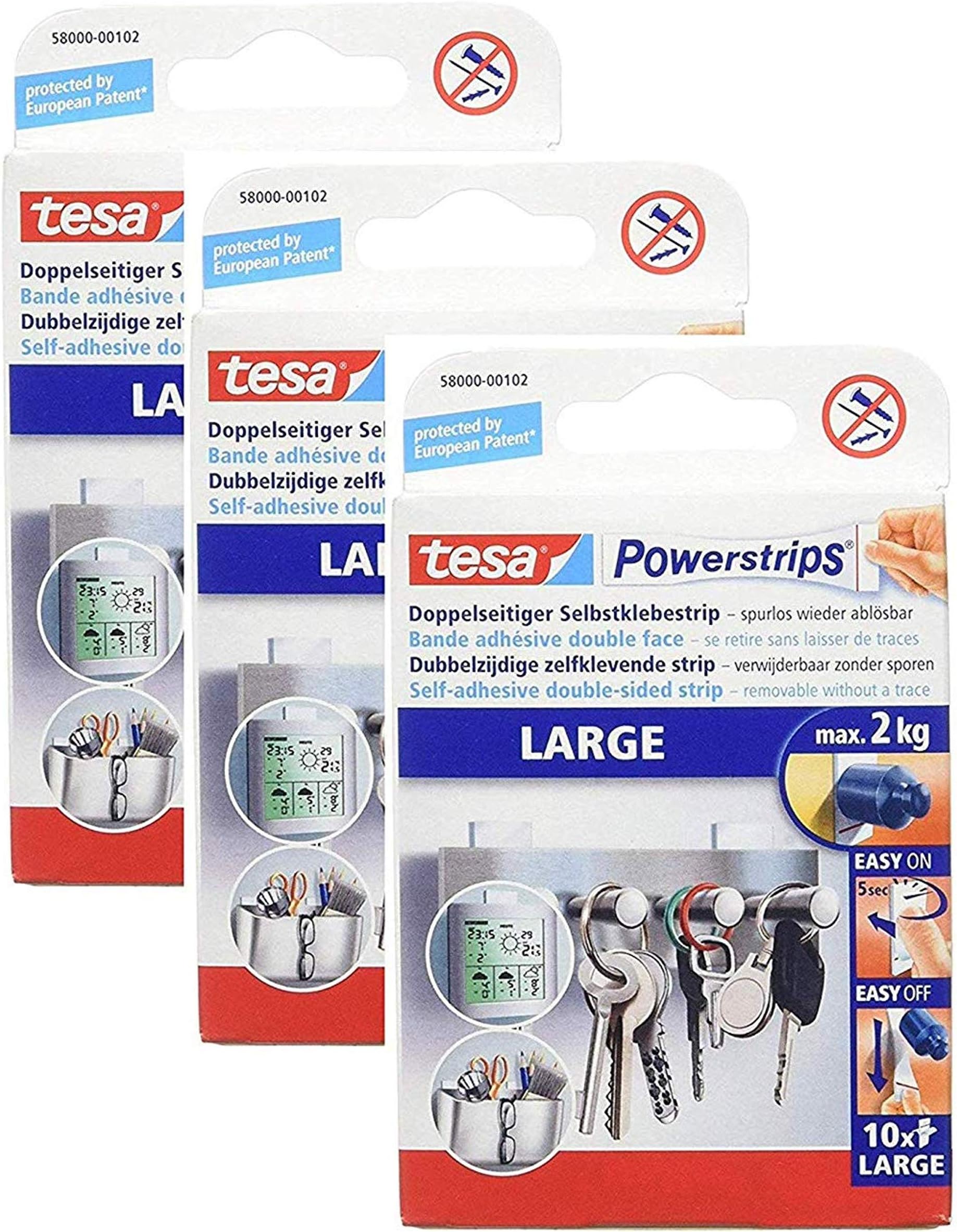 Tesa Powerstrips Klebestreifen, groß, selbstklebend, abziehbar, 10 ...