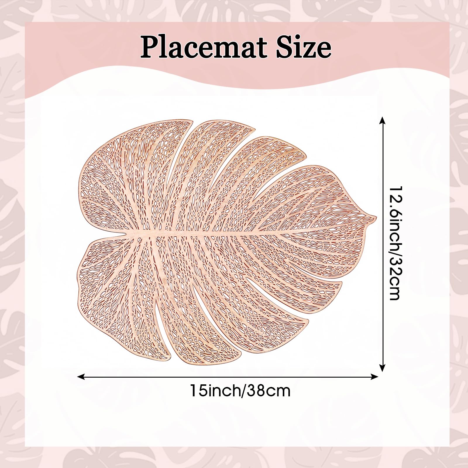 Snapklik.com : Placemats Set Of 4 Rose Gold Tropical Leaves Shaped ...