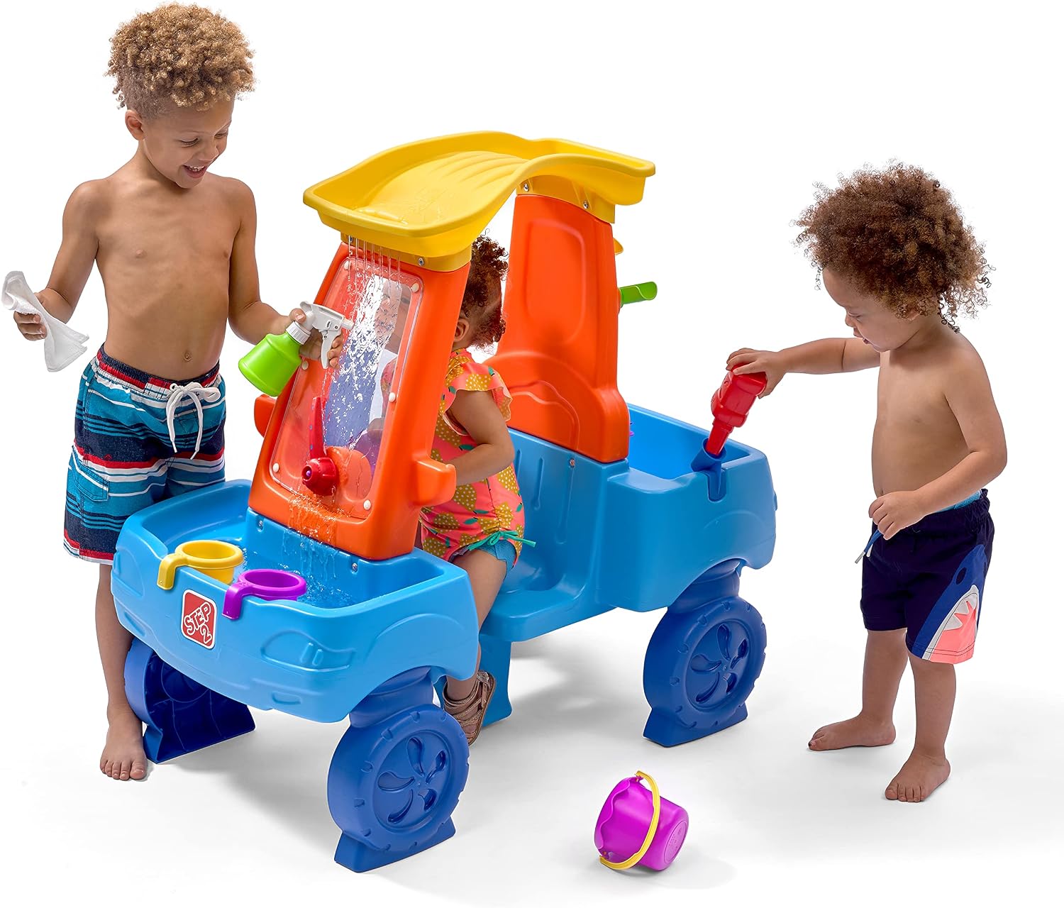 Amazon.com: Step2 Car Wash Splash Center, Kids Outdoor Water Table Toy ...
