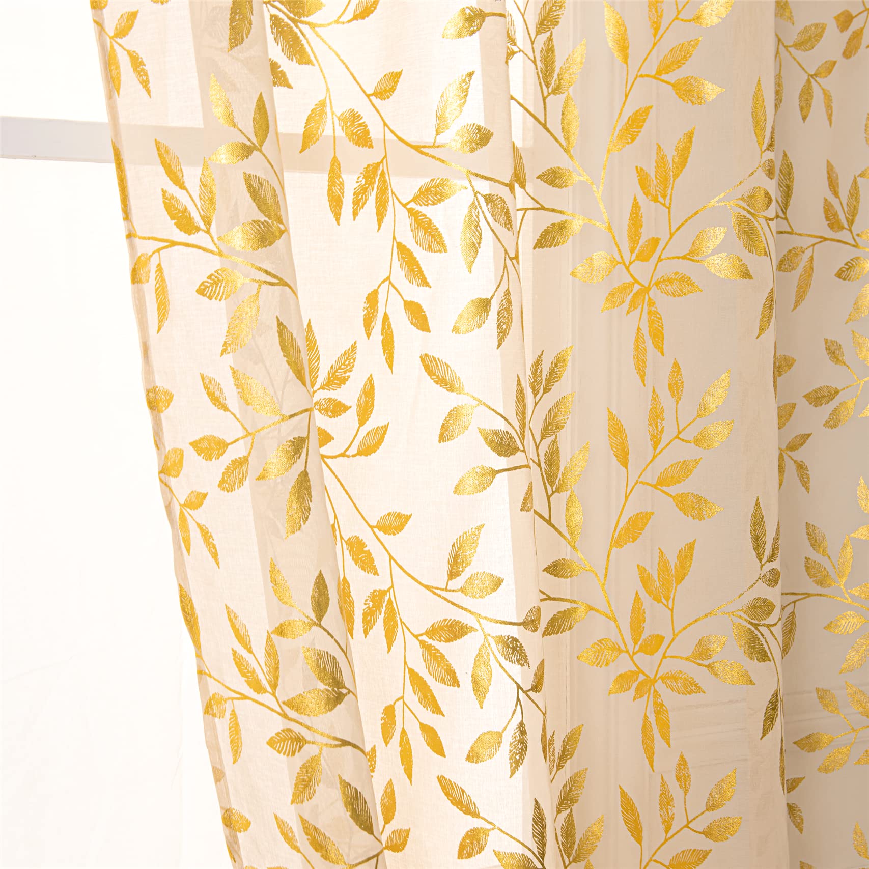 Amazon.com: Deeprove Beige Sheer Curtains 84 Inches Long 2 Panels Set ...