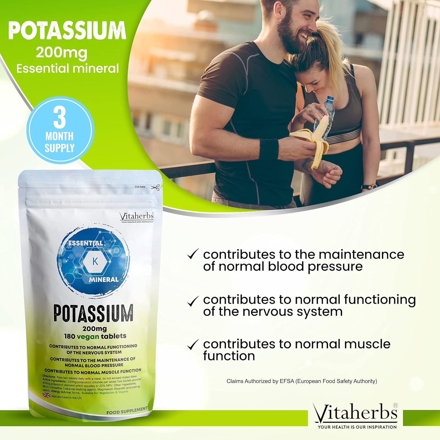 Potassium Tablets – 200mg 180 Vegan Tablets – Potassium Supplement ...
