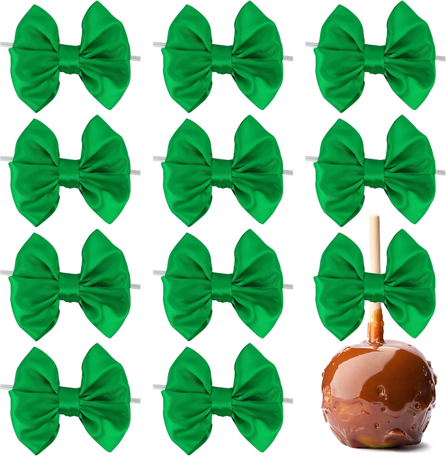 Amazon.com: AIMUDI Green Satin Ribbon Twist Tie Bows for Treat Bags 3.5 ...