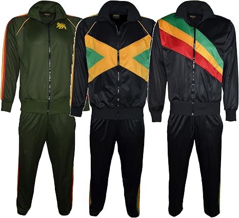 Mens Jamaican Flag, Bob Marley, Rasta Tracksuits Set Collared Top ...