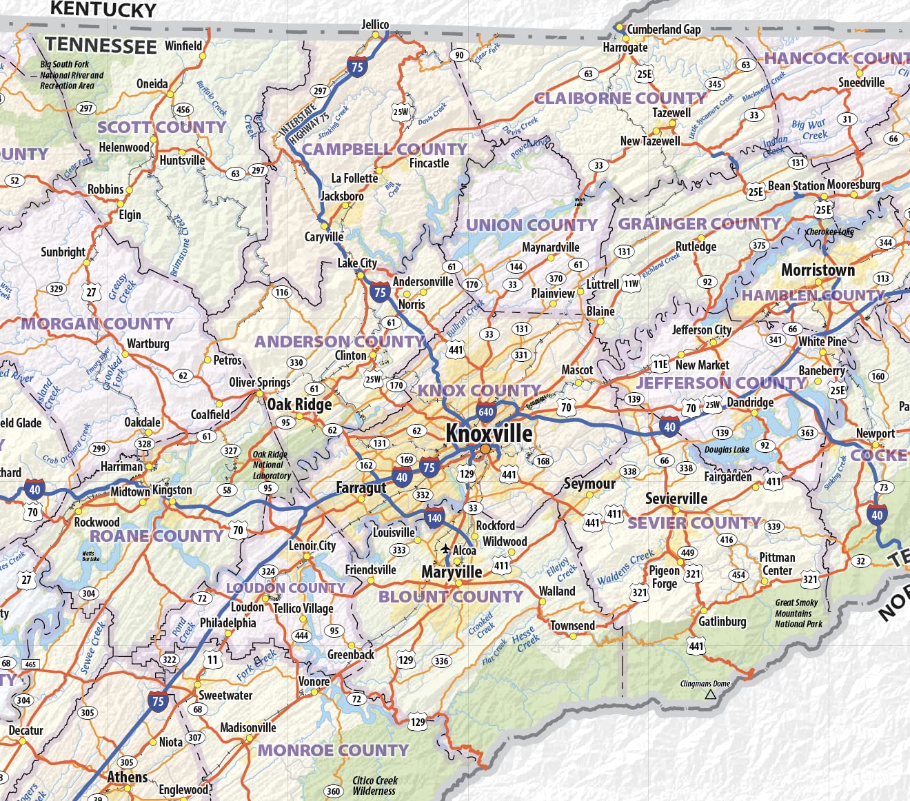 Large Laminated Map Of Tennessee Tennessee 3D Satellite Raised Relief