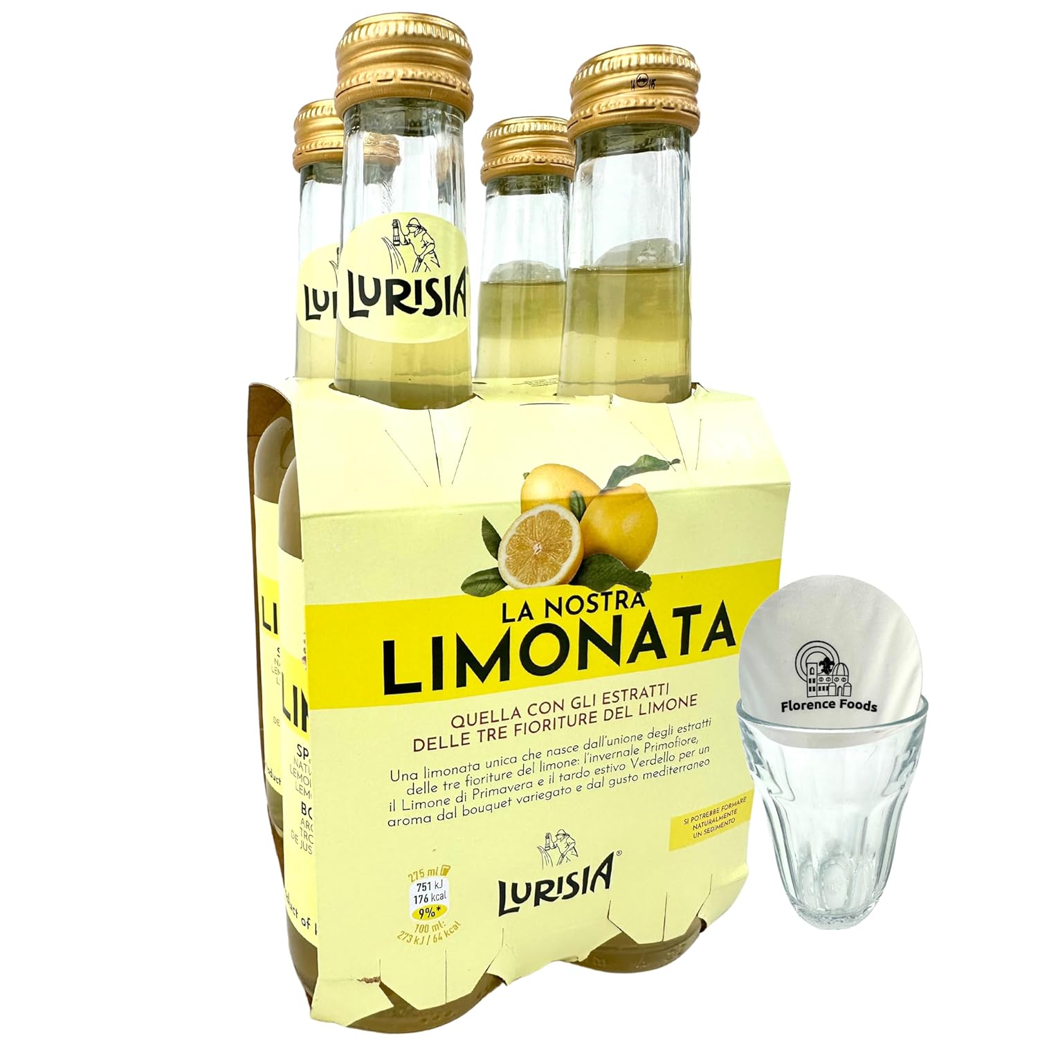 Amazon.com : Lurisia Limonata Lemon Soda 4 x 9.3 Fl Oz (275ml) Italian ...