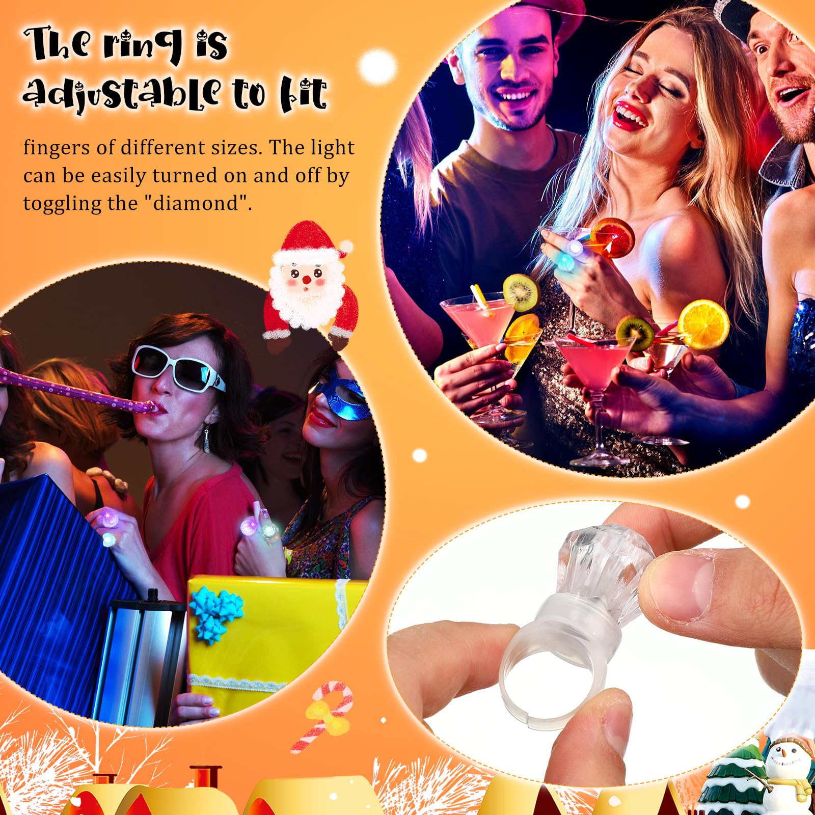 150 Pcs LED Light up Rings Bumpy Jelly Rubber Rings, Glow Ring LED Glow ...