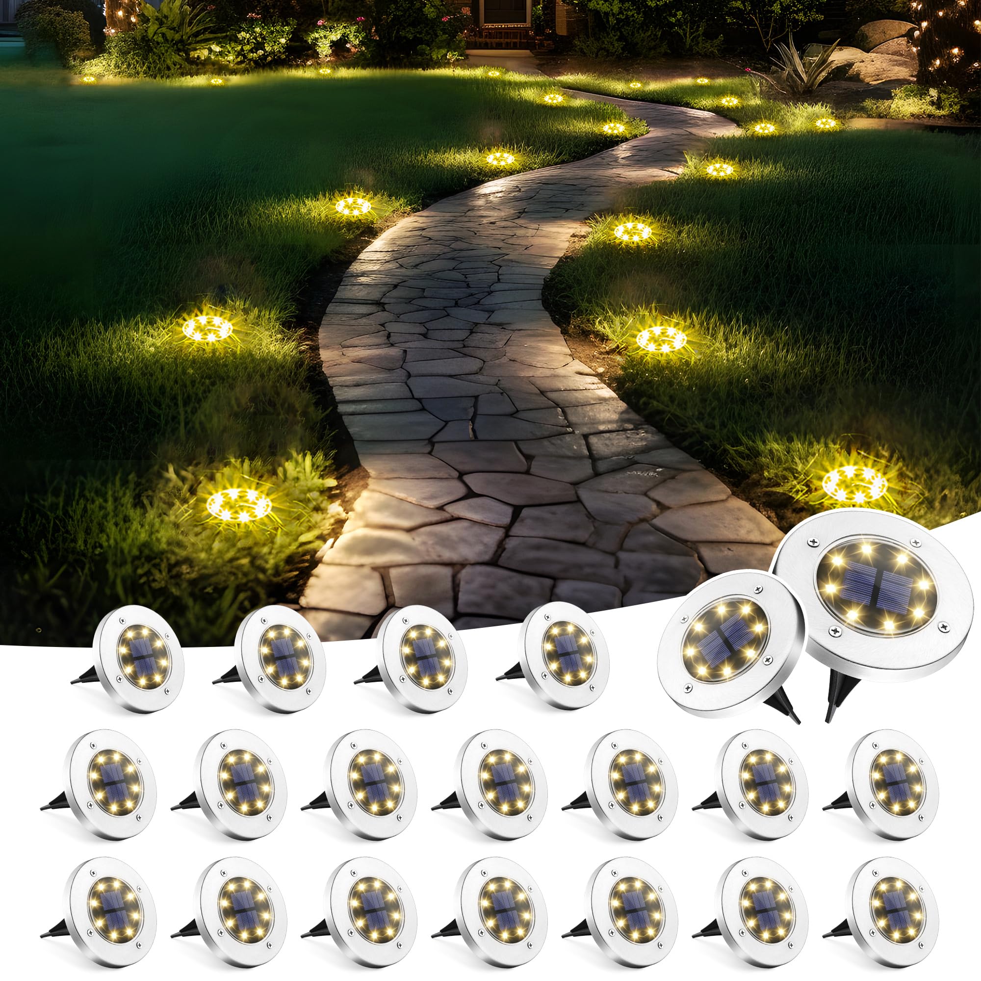 Solar Pathway Lights 20 Pack Cubilan Bright Solar Pathway Lights,