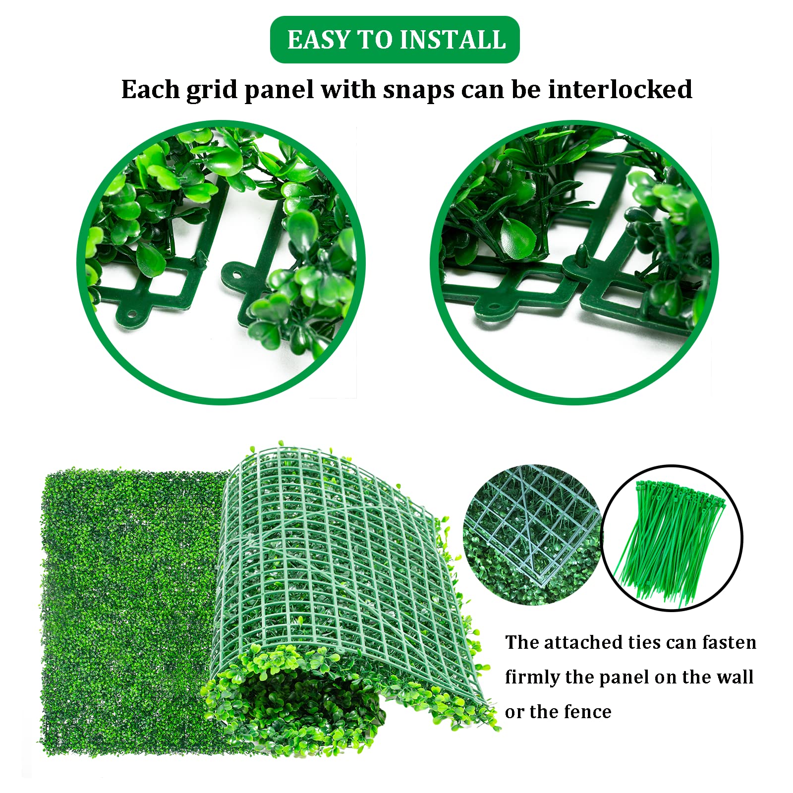 Snapklik.com : 24PCS 20 X 20 Artificial Grass Wall, 2 Height High ...