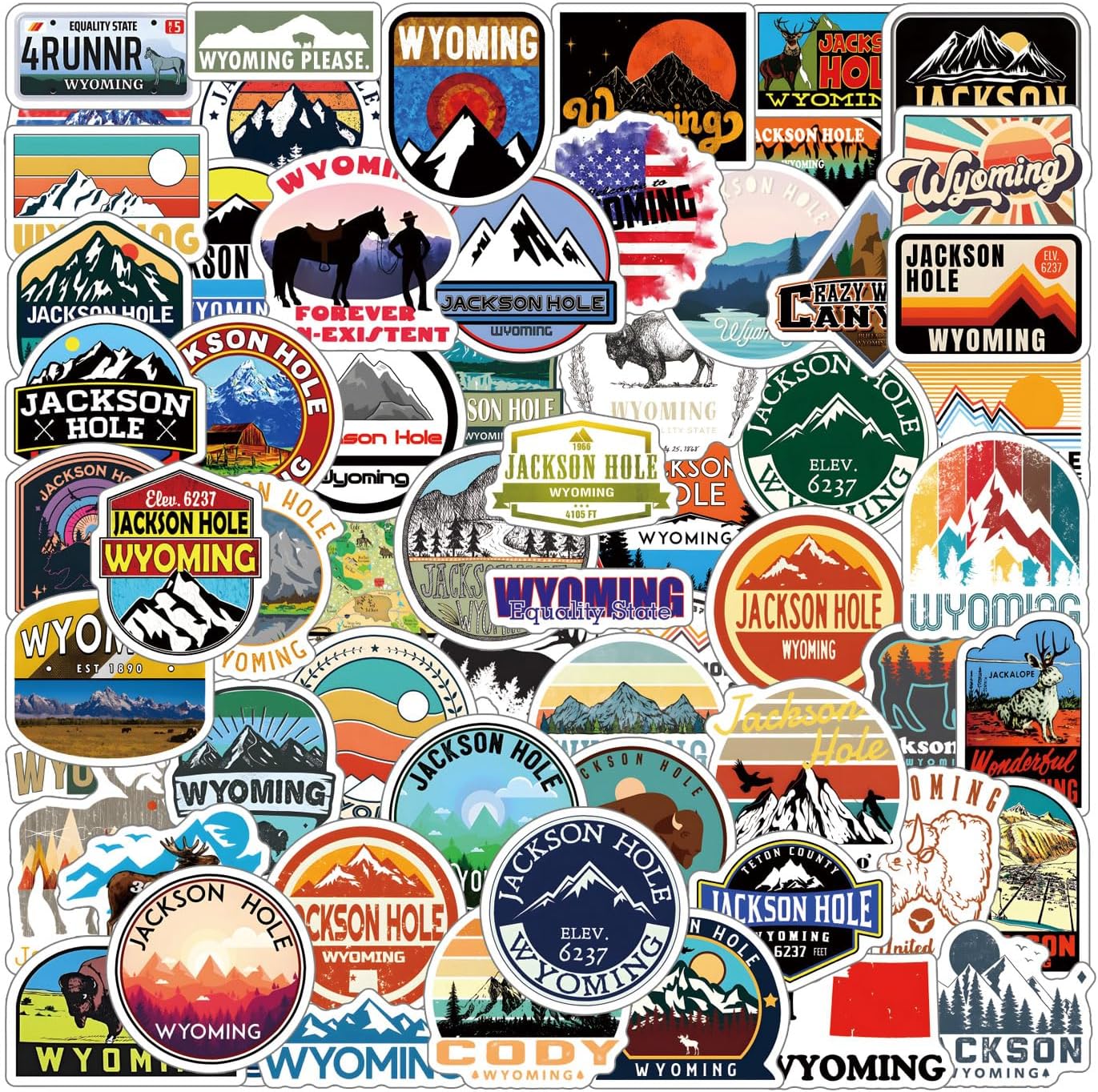 Amazon.com: 63Pcs Wyoming Stickers Pack, Aesthetic Vinyl Waterproof ...