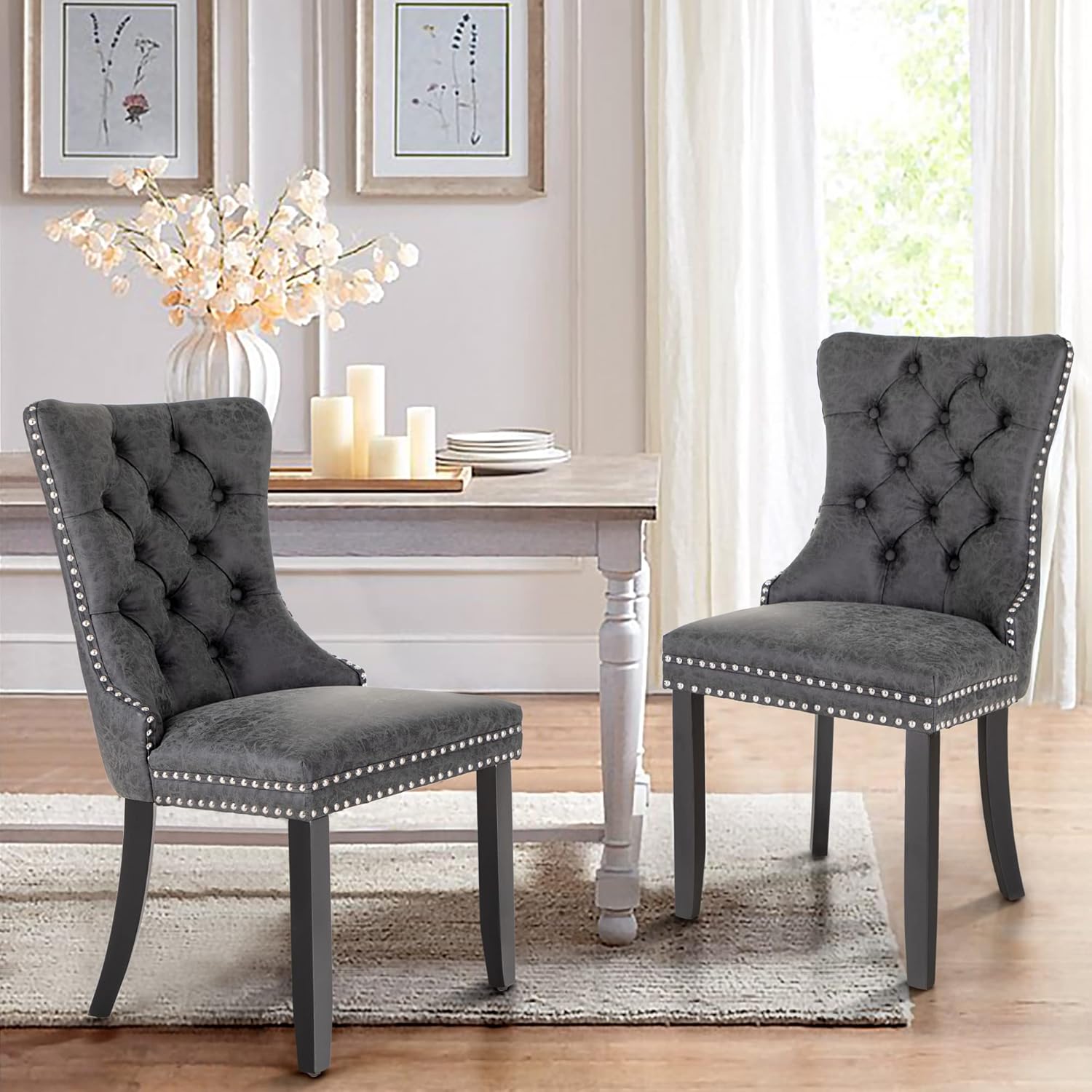 Amazon.com - ALPHA HOME Dining Chairs Set of 2, Upholstered Chairs with ...