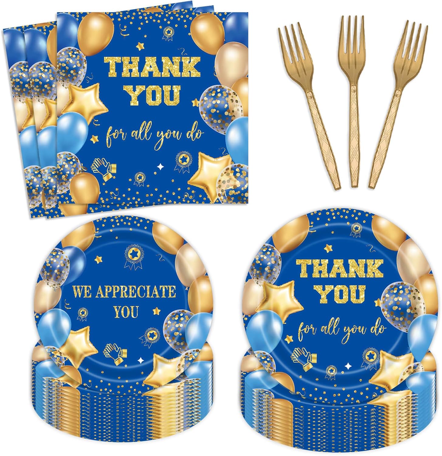 Amazon.com: 96 Pcs We Appreciate You Paper Plates 24 Guest Thank You ...