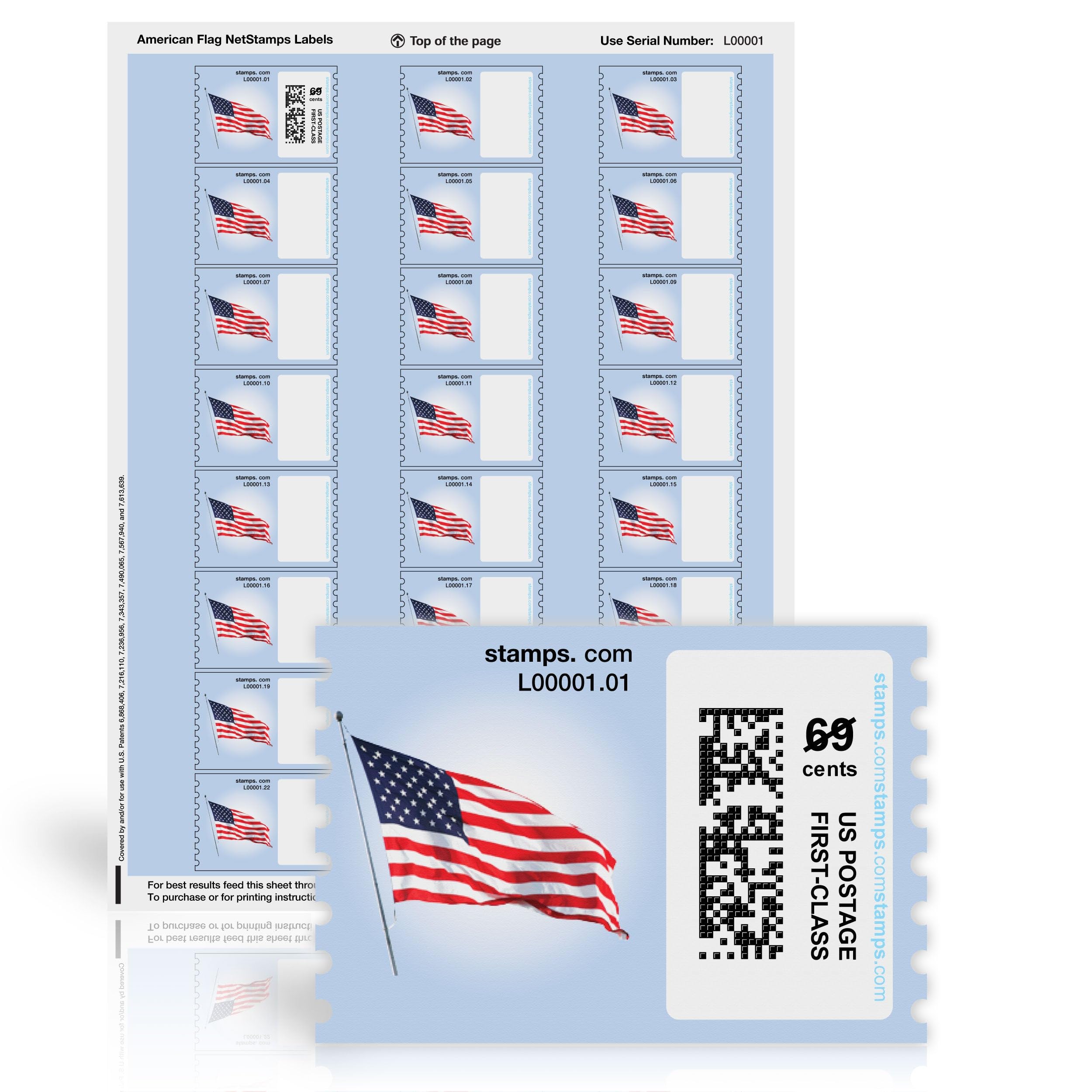 American Flag Netstamps 120 Pack 5 Sheets Printable Postage Labels | Desertcart KSA