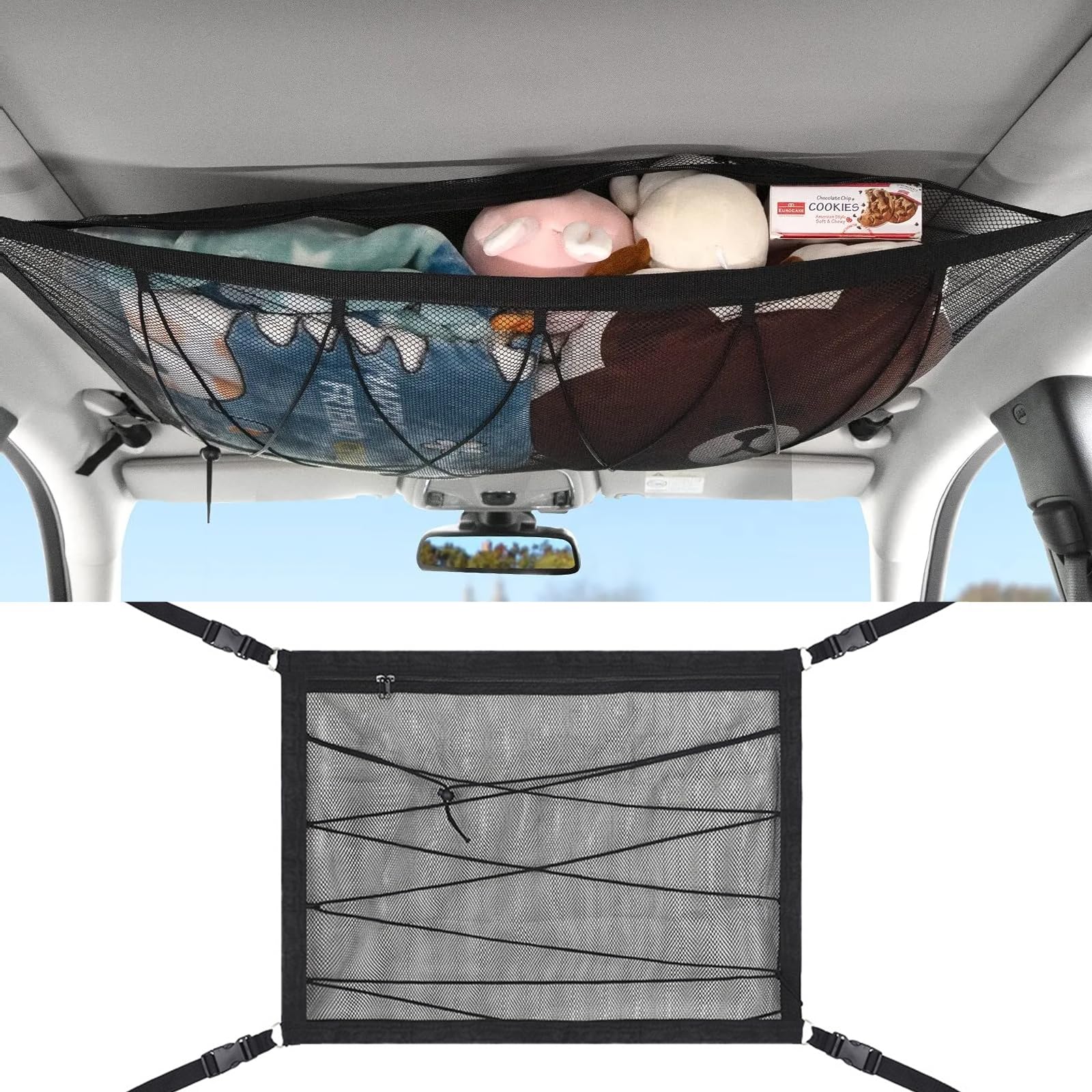 Amazon.com: Car Ceiling Cargo Net,35.4″*25.6″Adjustable Buckle Car ...