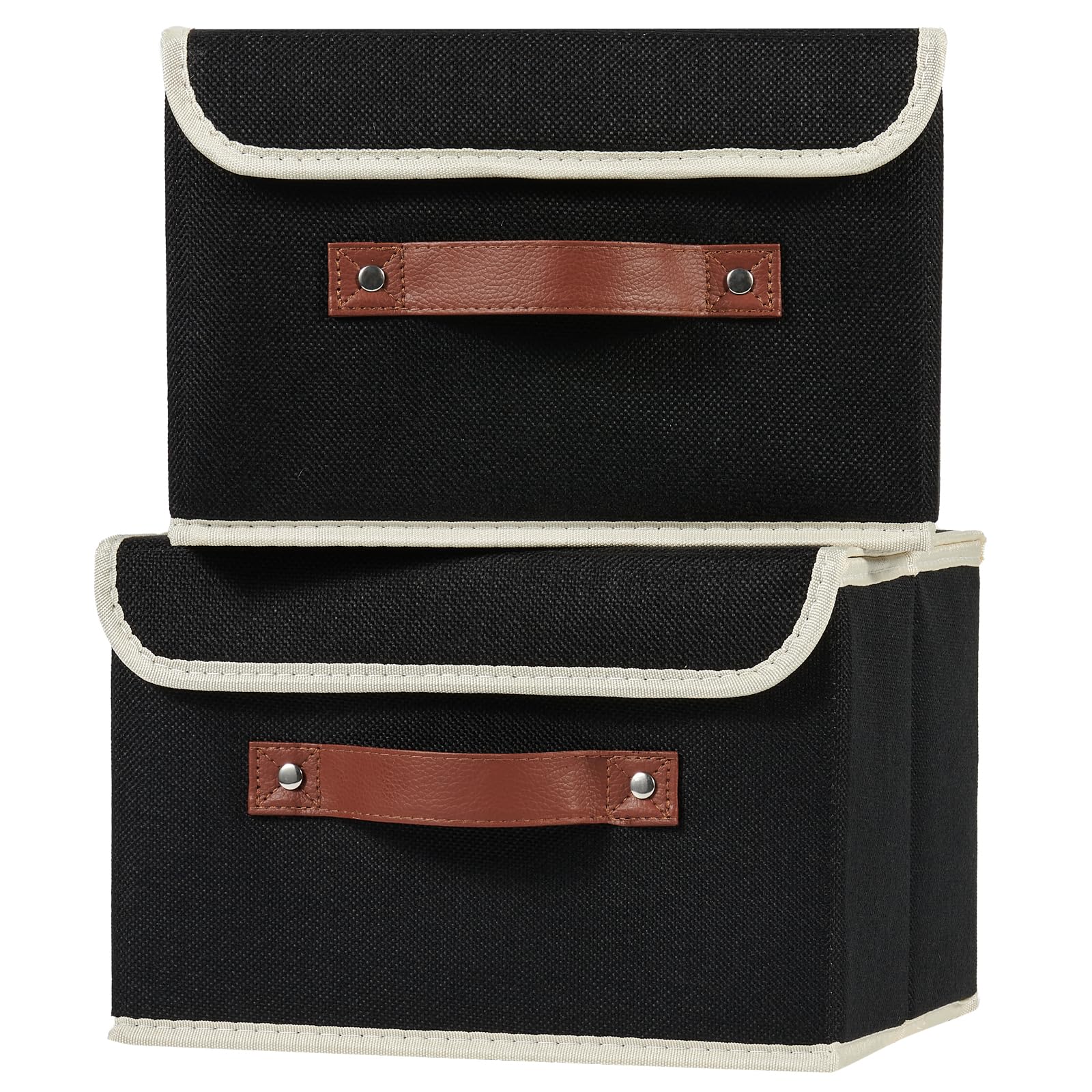 Amazon.com - VinneGenzz 2PCS Storage Boxes with Lid Cotton Linen Fabric ...