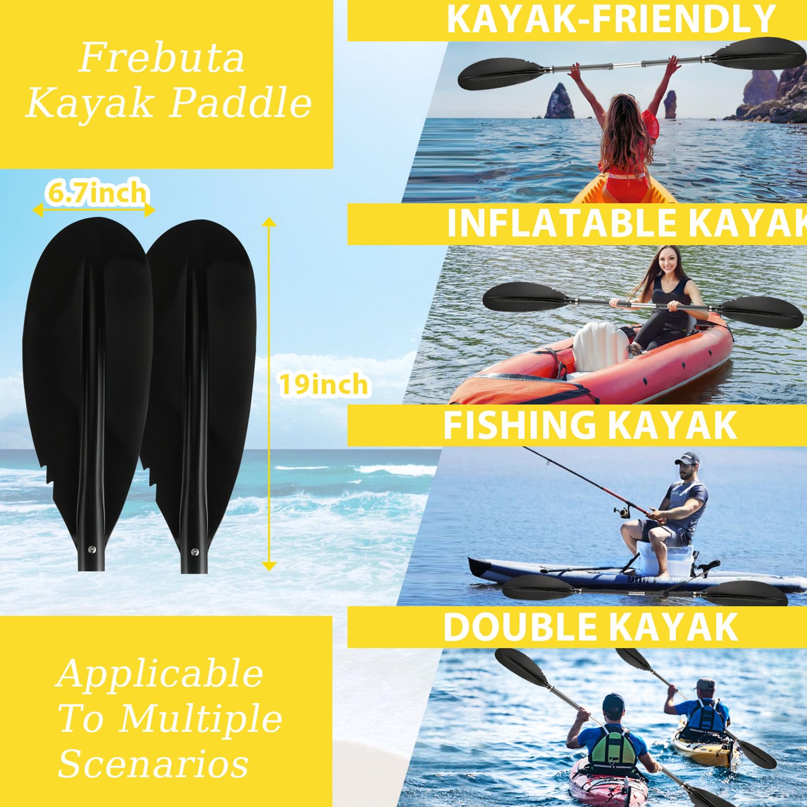 Frebuta Kayak Paddle,Paddle Board Paddles Telescopic Shaft 71 to 95Inch ...