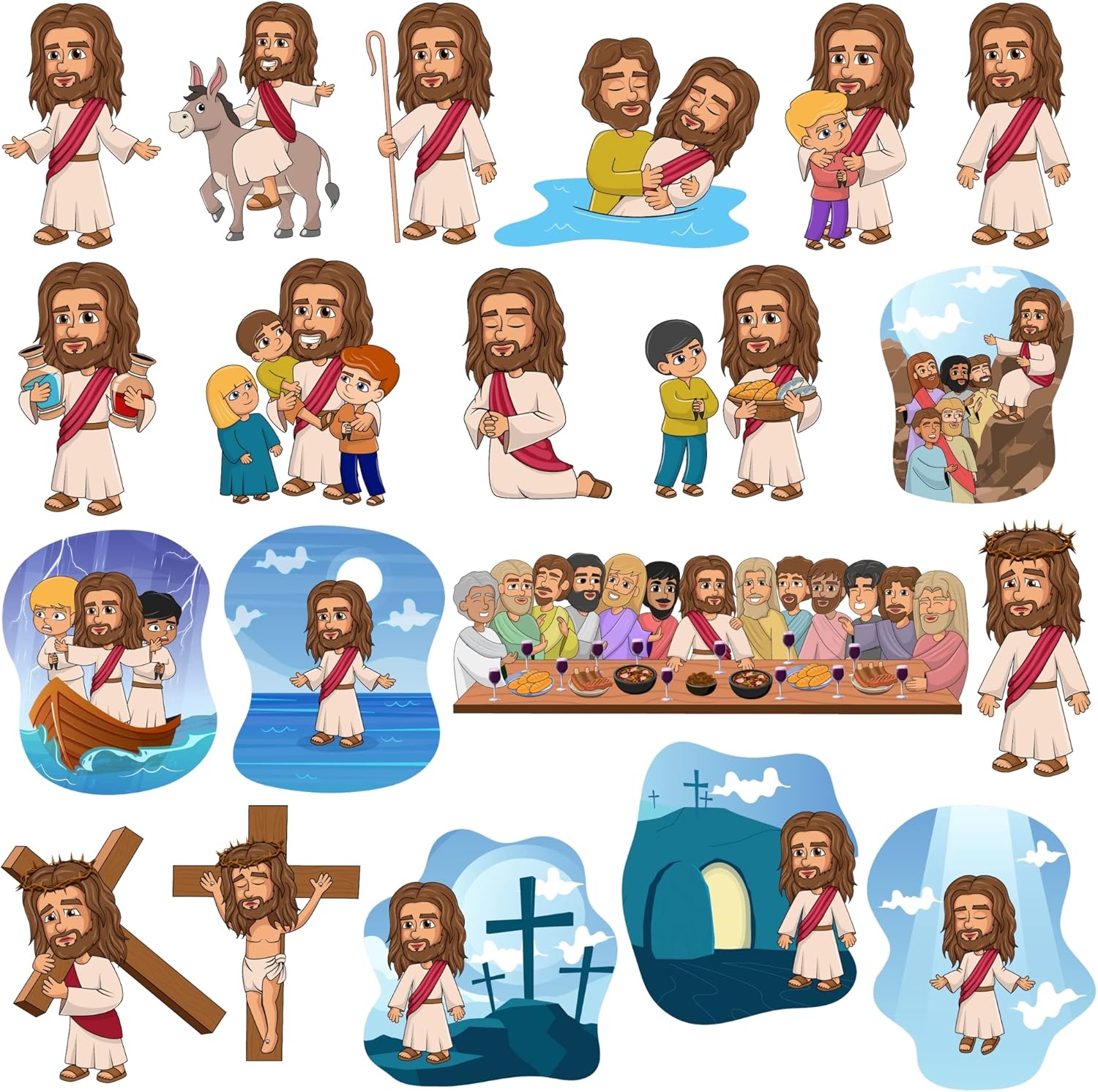 Amazon.com: McEtt Jesus Sticker Sheets - Cute Jesus Bible Story ...