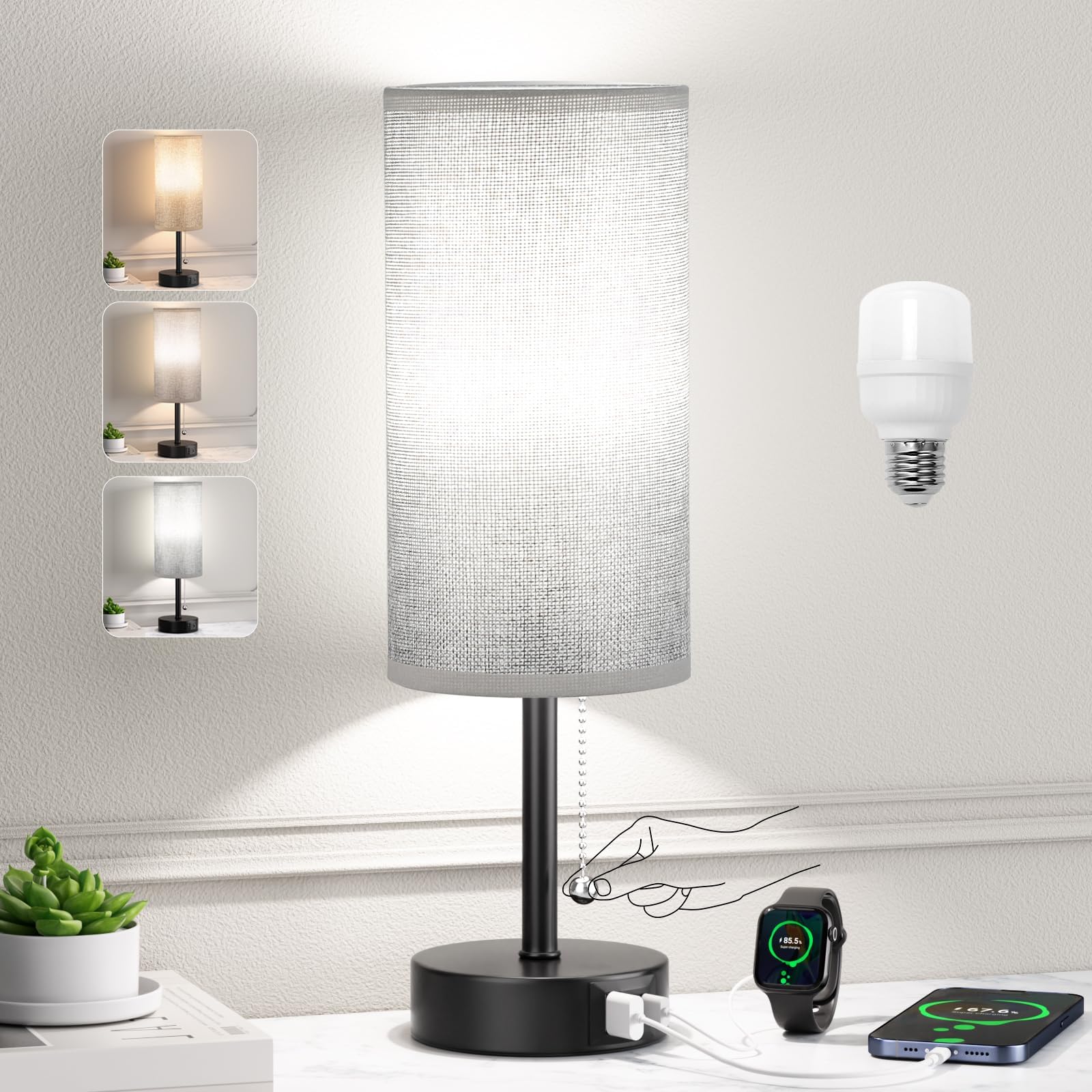 Amazon.com: GZDSZD Bedside Table Lamp, LED Small Desk Lamp, 3 Color ...
