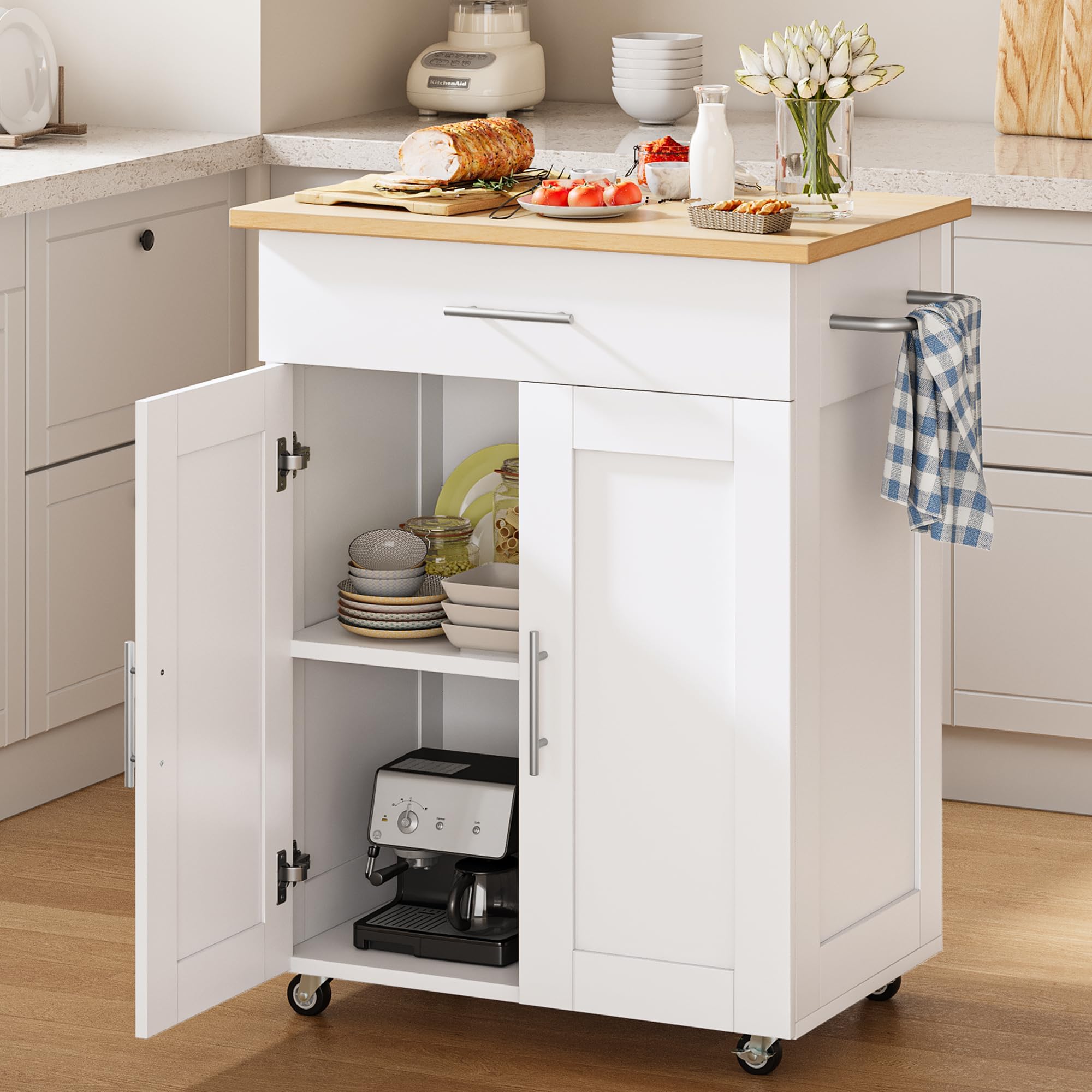 Amazon.com: Spirich Kitchen Island on Wheels, Rolling Kitchen Cart with ...