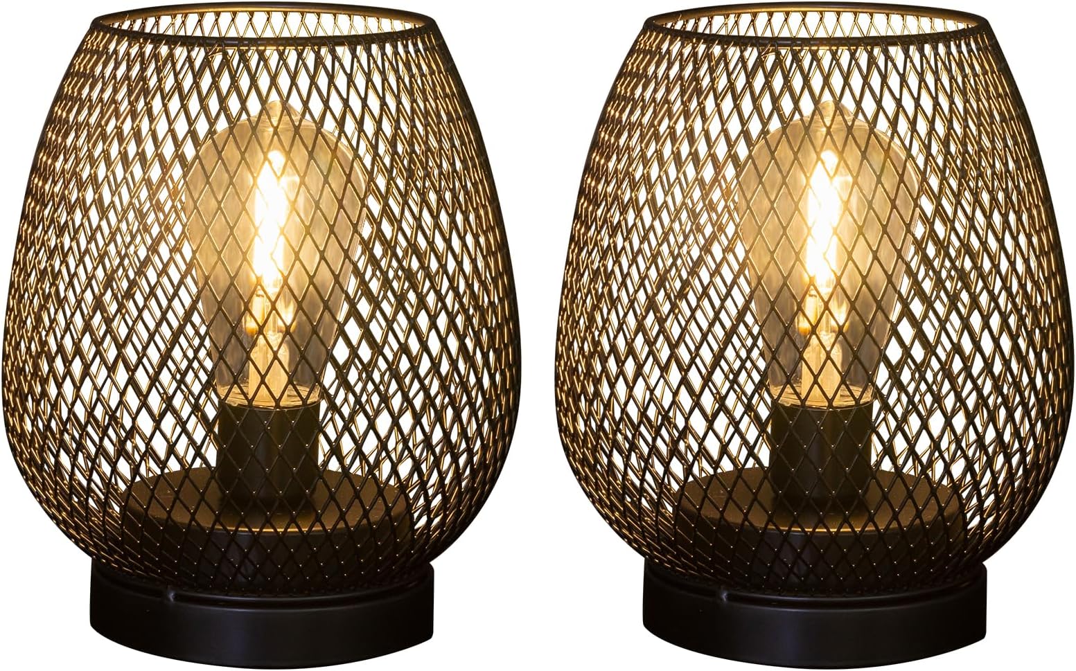 Amazon.com: 2 Pack Battery Operated Lamp LED Table Lanterns, Metal Cage ...
