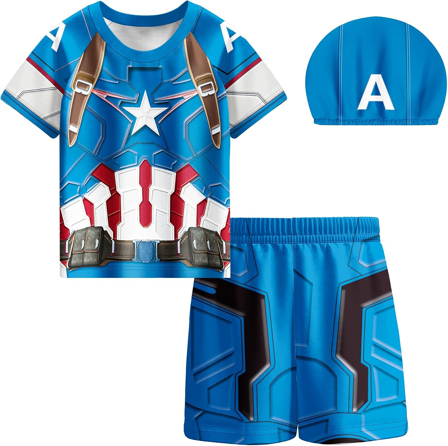 Amazon.com: Kids Superhero Pullover Swimsuit Set 3pcs Boys Suits Swim ...