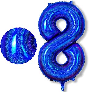 Amazon.com: 8th Birthday Balloons for Boys, Big Navy Blue Foil Number 8 ...