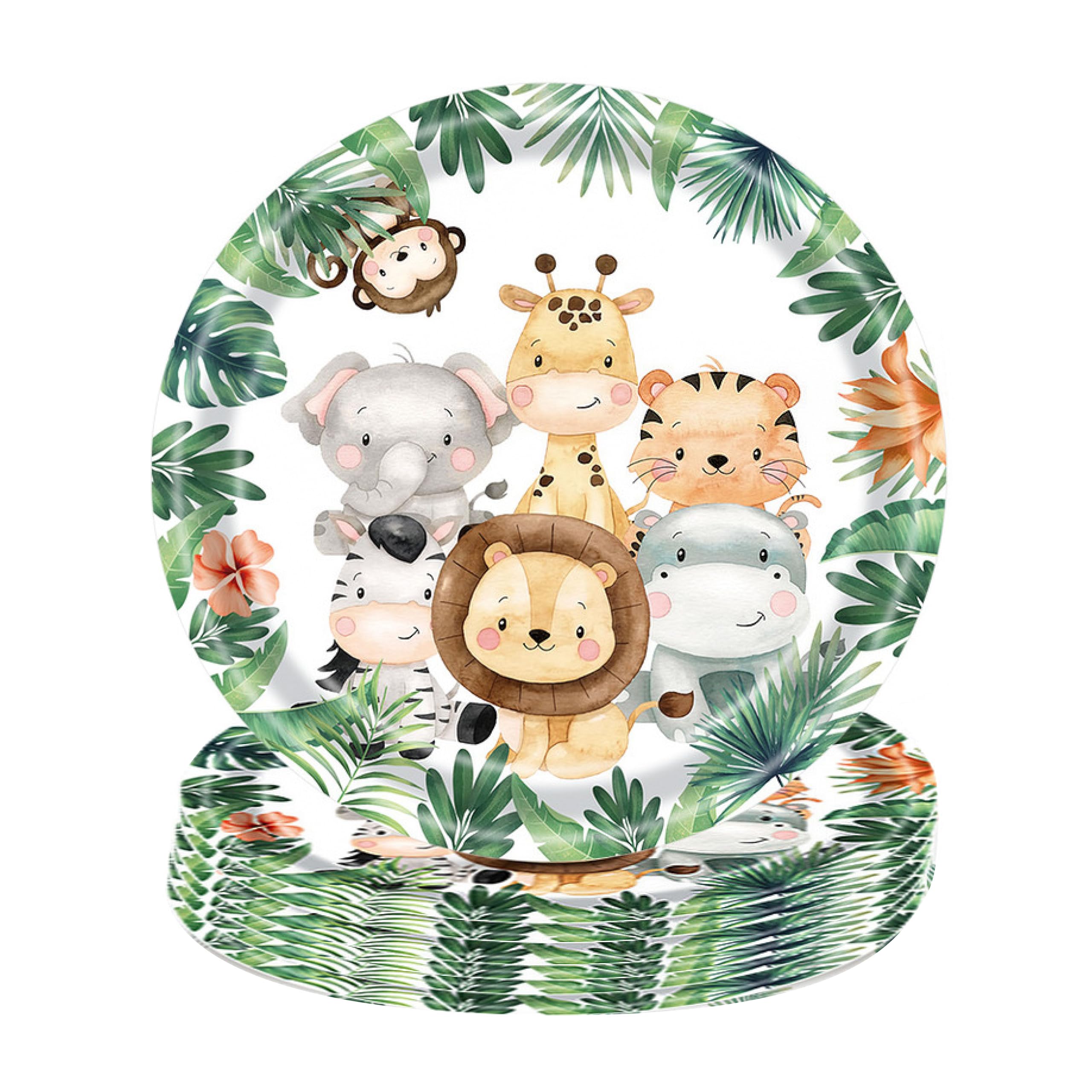 Amazon.com: SHUYU 50pcs 7inch Zoo Animal Plates Jungle Animals Plates ...