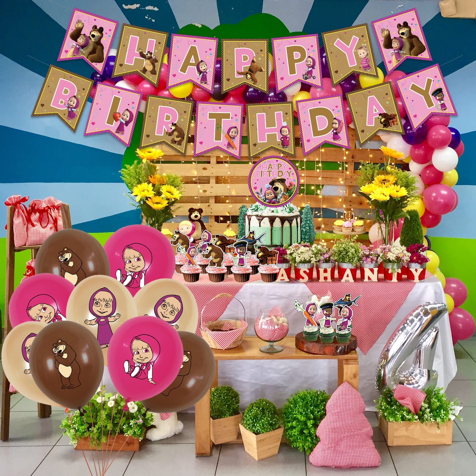 Buy Masha and the Bear Birthday Party Decorations, Masha and the Bear ...