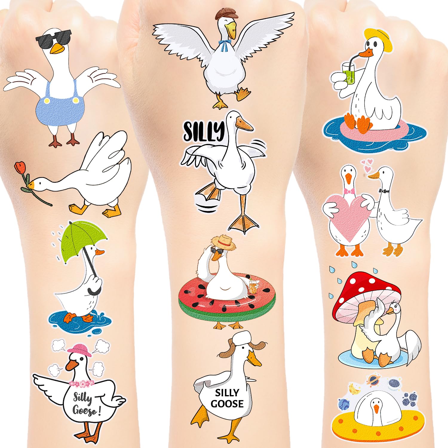 Amazon.com : 144 PCS Silly Goose Temporary Tattoos Stickers, Funny ...