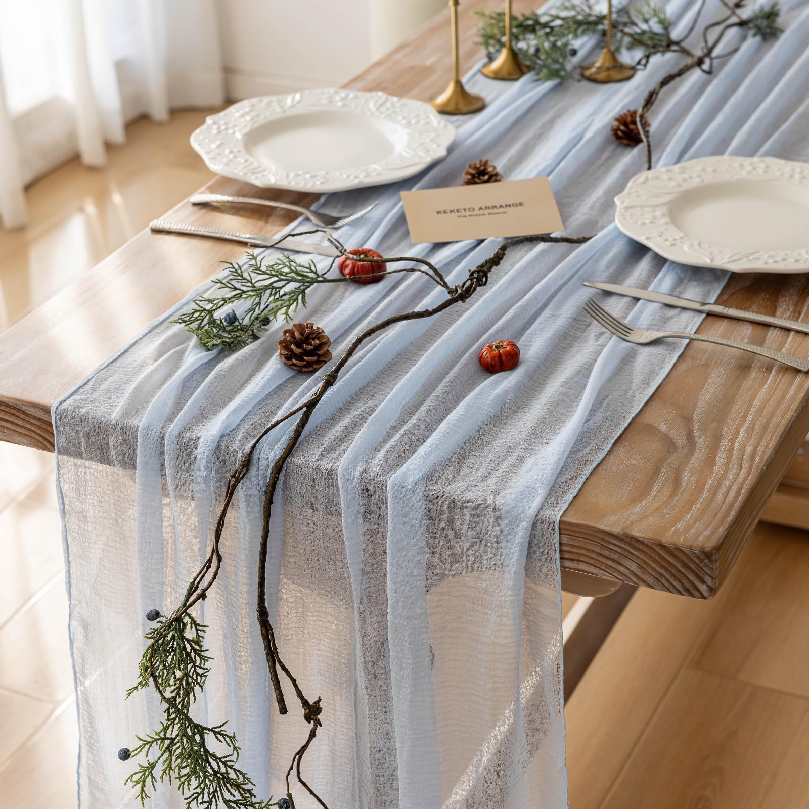 Amazon.com: 12 Pack Cheesecloth Table Runner, Boho Gauze Table Runner ...