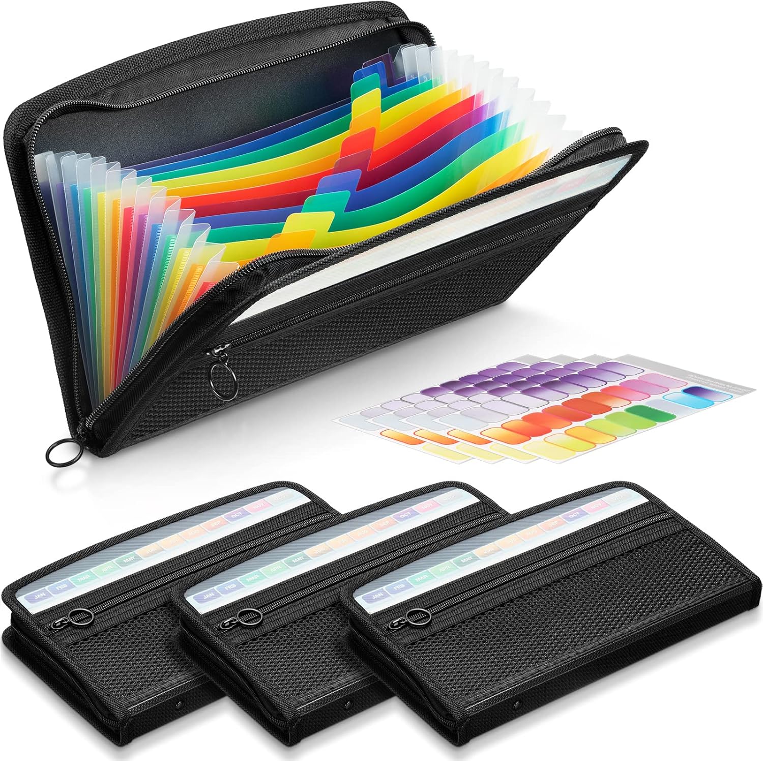 Amazon.com : 4 Pcs 13 Pocket Expanding File Folder with Sticky Labels ...