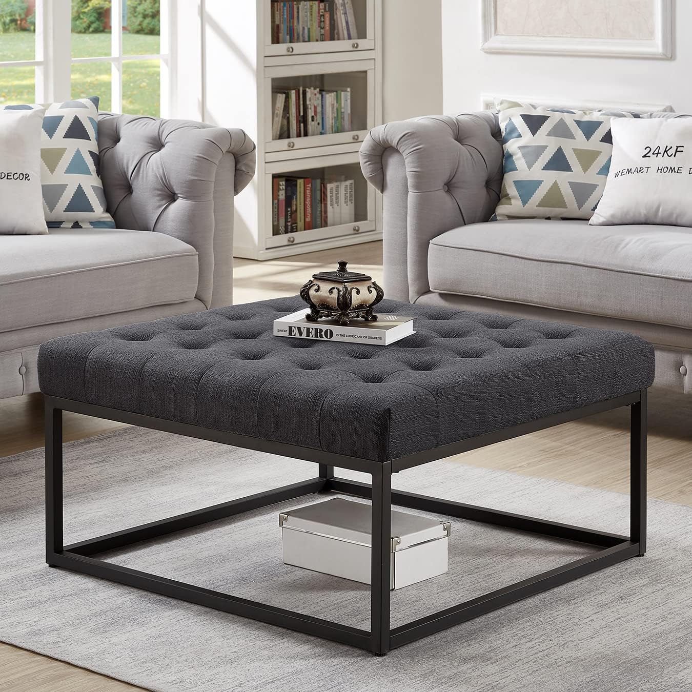 Amazon.com: DM Furniture Ottoman Coffee Table, 30 inch Black Living ...