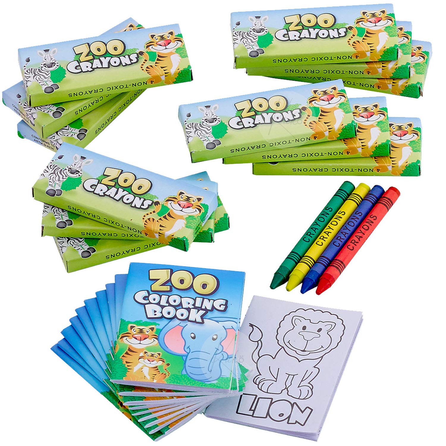Buy Kicko Zoo Animal Coloring Book Set - 12 Pieces of Jungle Activity ...