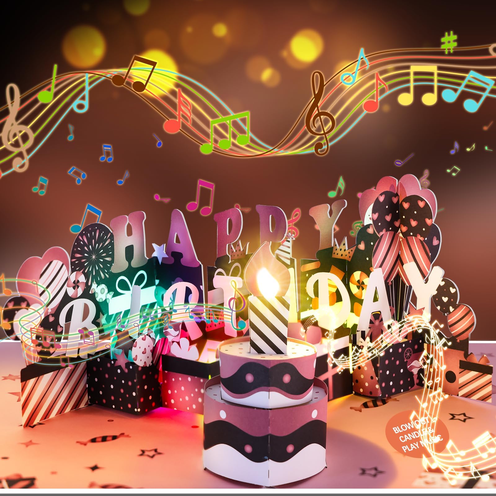 Amazon.com : Haoeery 3D Musical Birthday Popup Card for Women Men ...