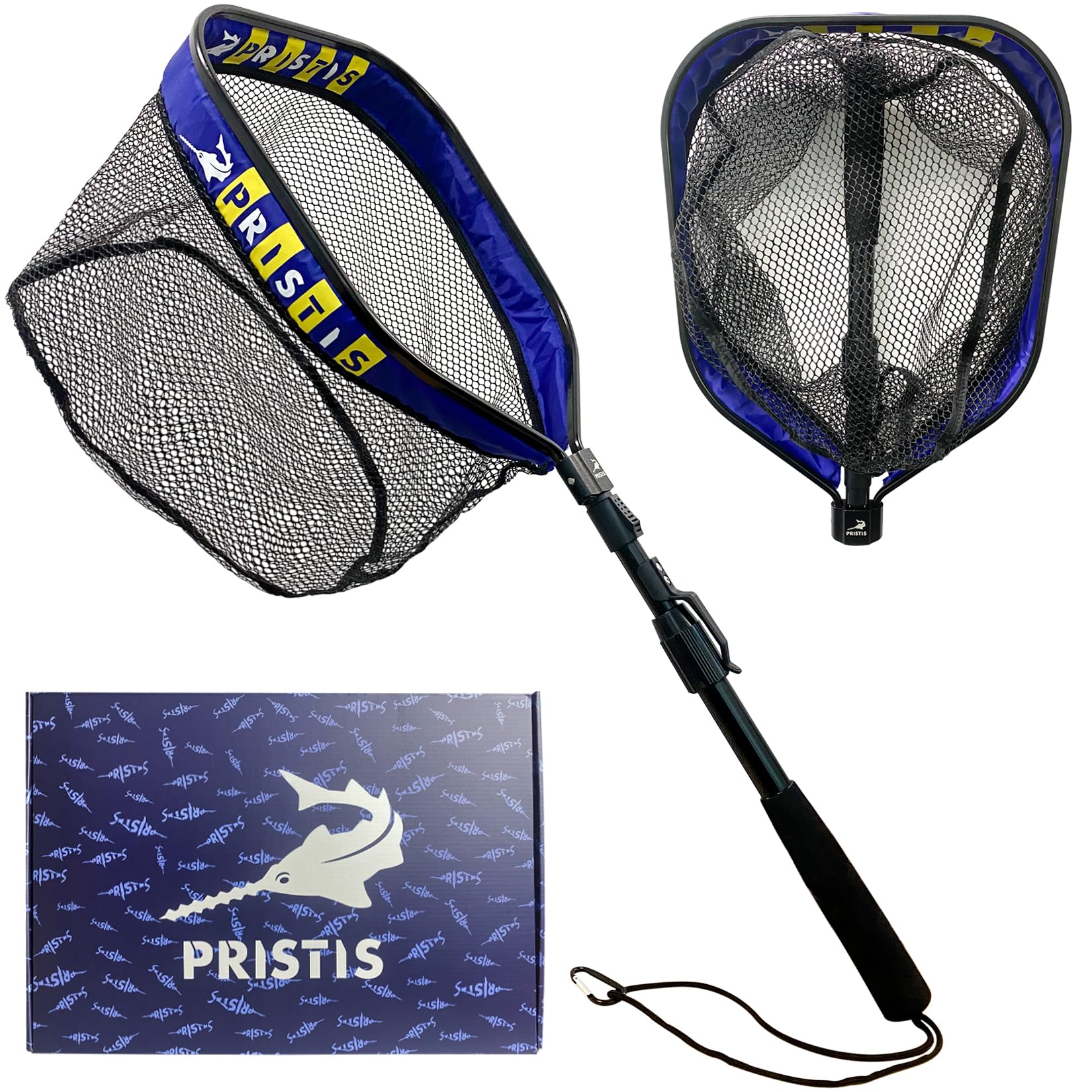 Pristis 12'' Collapsible Fishing Net, Rubber Mesh Compact Landing Net ...