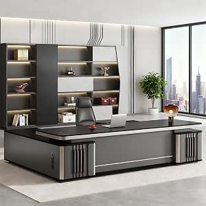 Amazon.com: Modern Executive Desk, I Shaped Executive Office Desk with ...