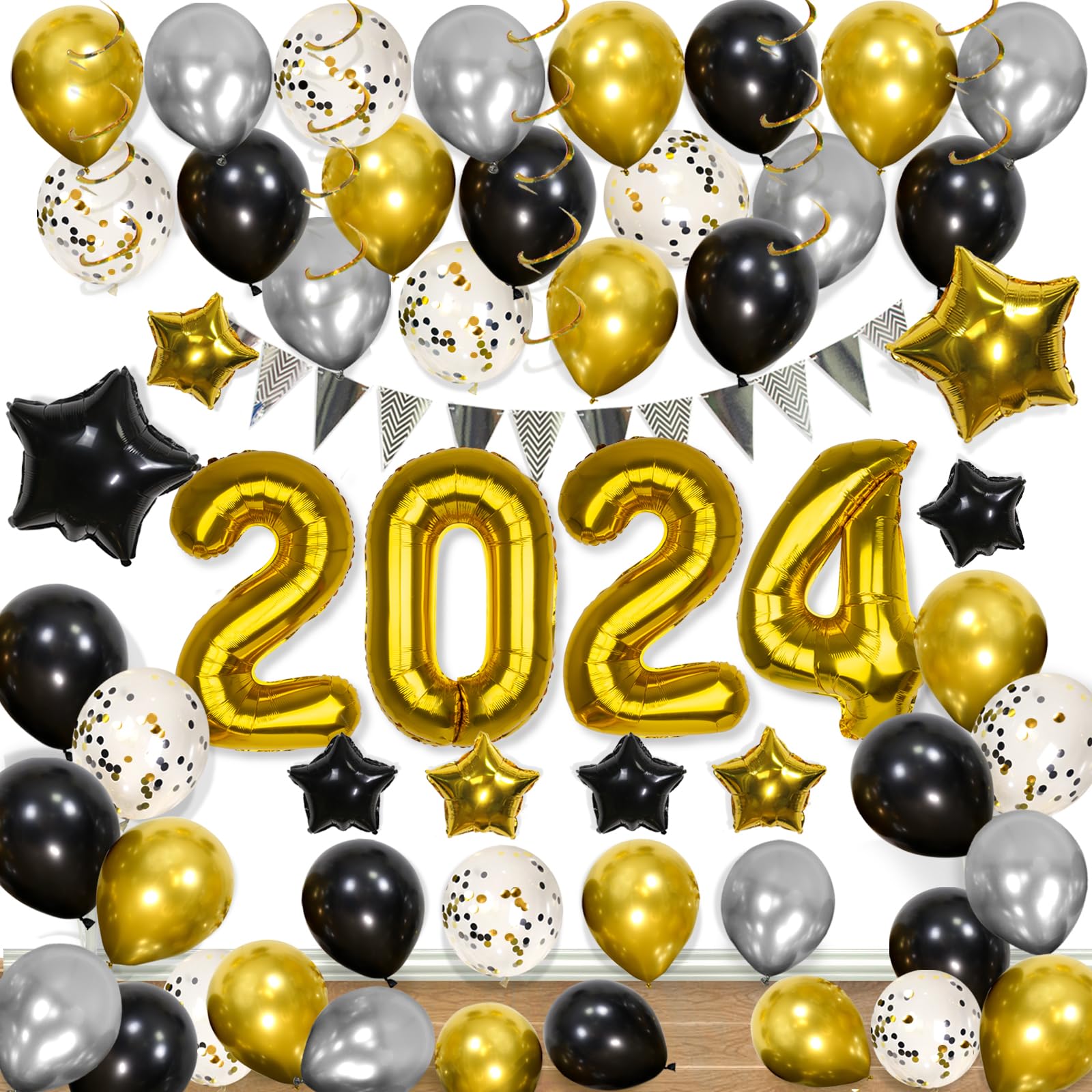 Amazon.com: 52PCS Graduation Decorations 2024 Set, Black and Gold ...