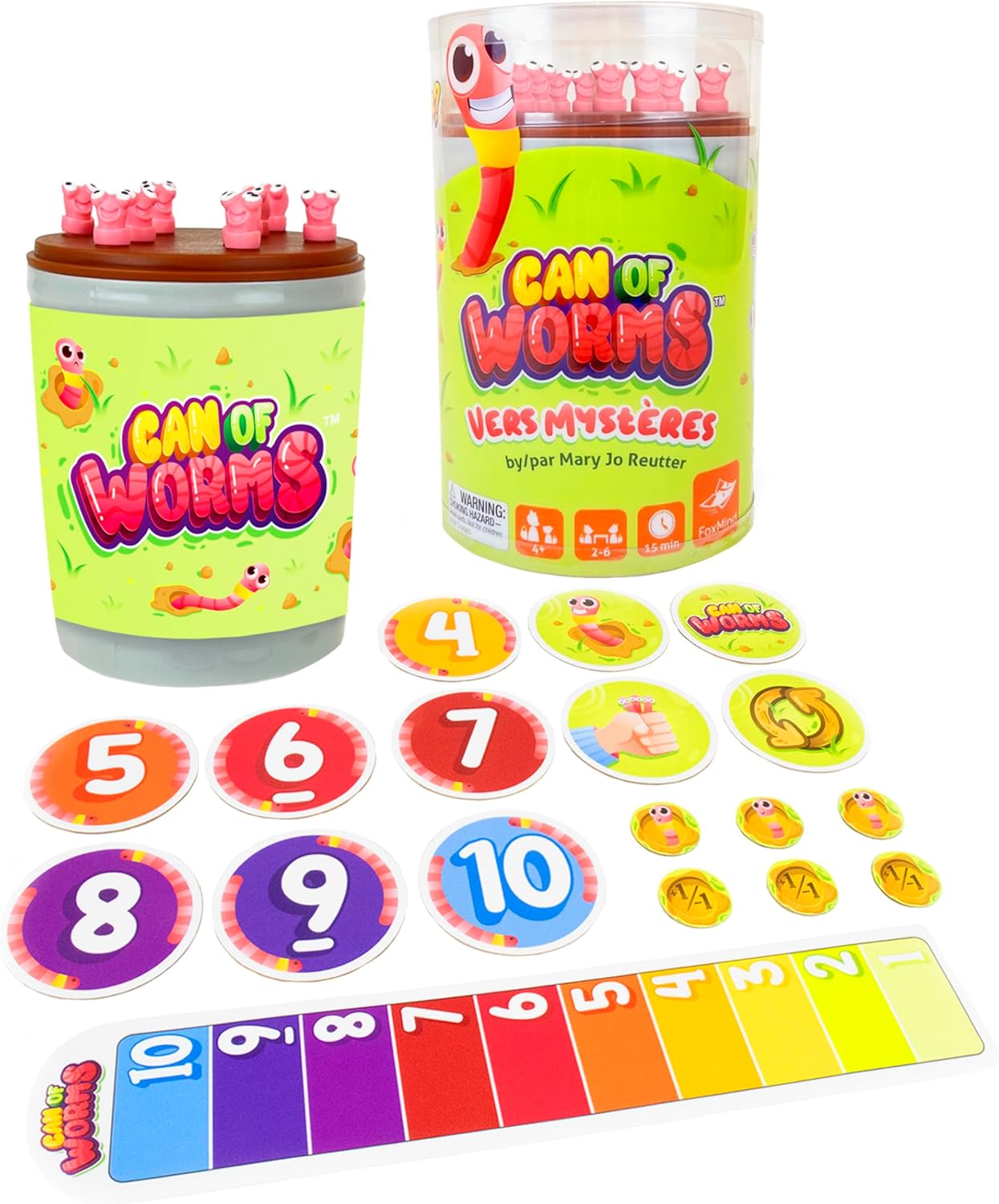 Amazon.com: FoxMind Can of Worms Quick Math Game, On The Go Educational ...