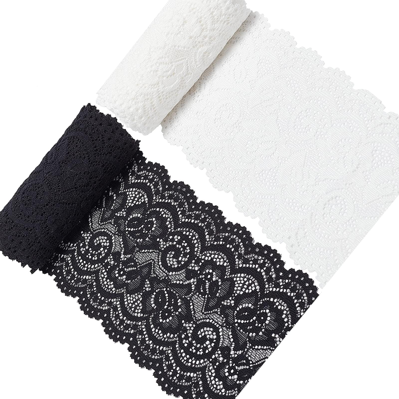 Amazon.com: GORGECRAFT 5 Yards 6 Inch Wide Elastic Lace White Cotton ...