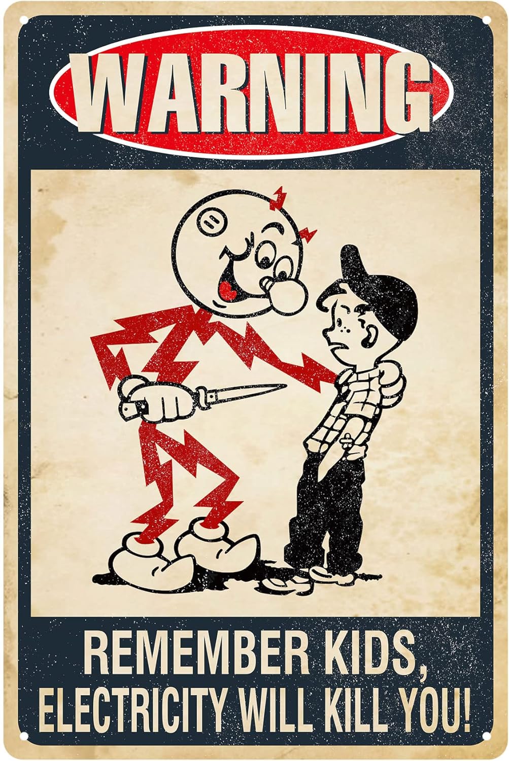 Amazon.com: Remember Kids Electricity Will Kill You Warning Vintage ...