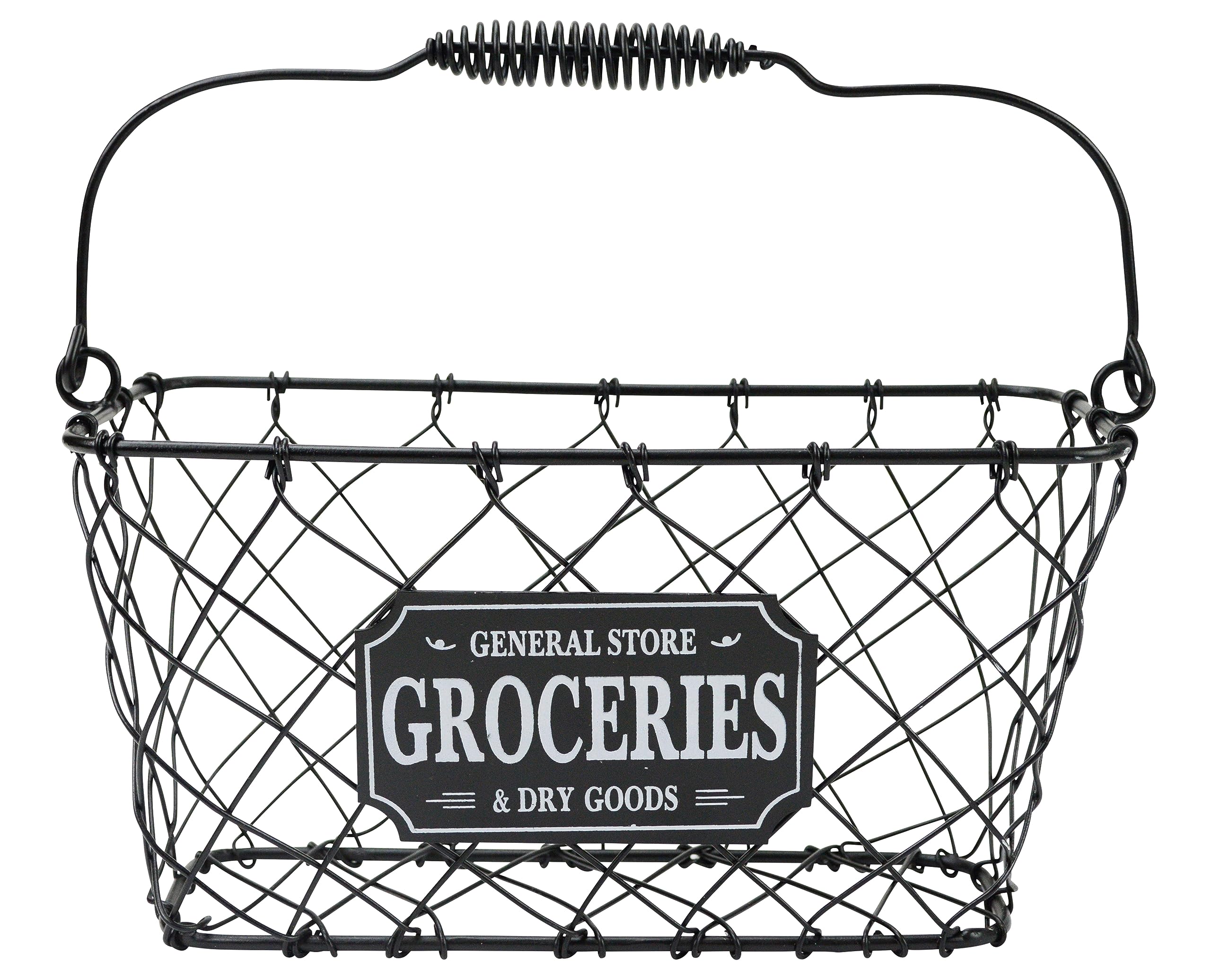Amazon.com: Boston Warehouse Groceries Wire Storage Basket, Black ...