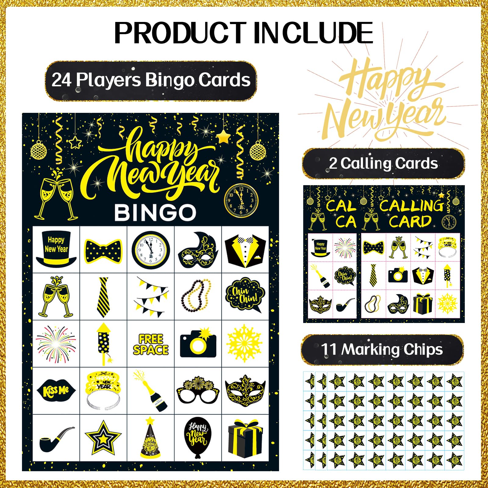 Snapklik.com : New Year Bingo, 24 Players Happy New Year Bingo Cards ...