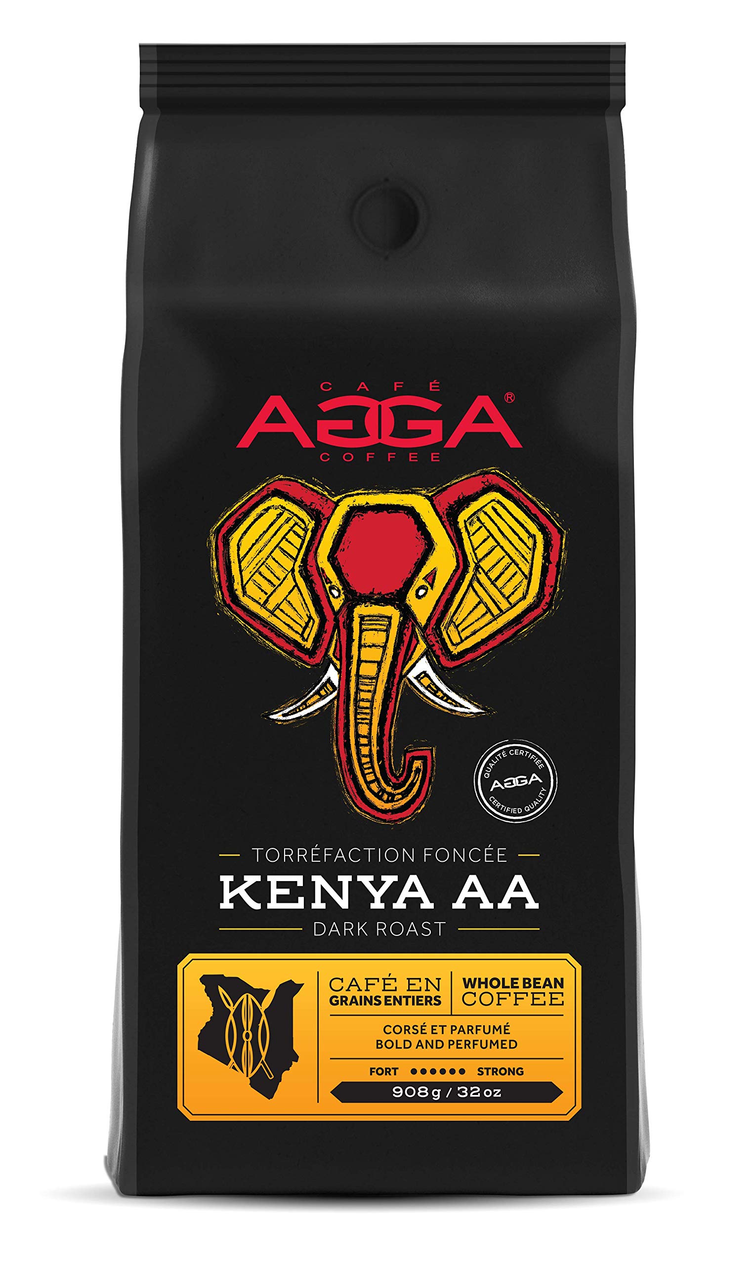 Café Agga - Kenya AA - Whole Bean Coffee - Espresso Dark Roast - Pure ...