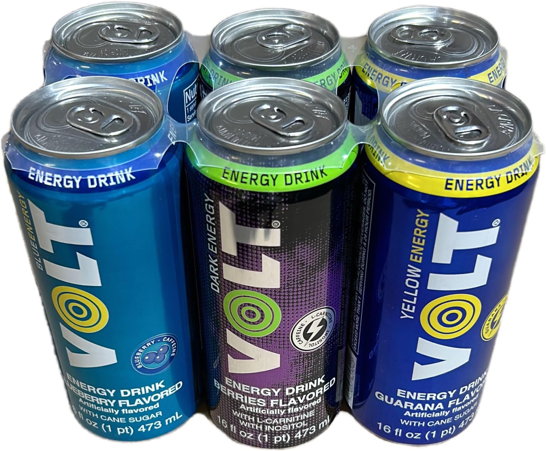 Amazon.com : VOLT Energy Drink (16 fl. oz. 6 - pack, Assorted Blueberry ...